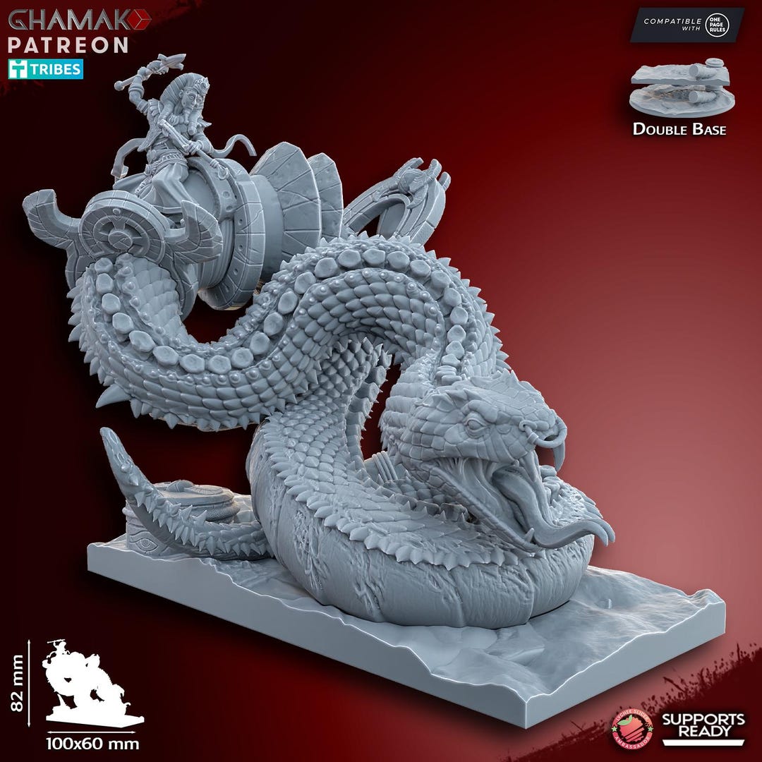 Undead Pharaoh God-king on Giant Snake by Ghamak Fantasy Tabletop Tomb ...