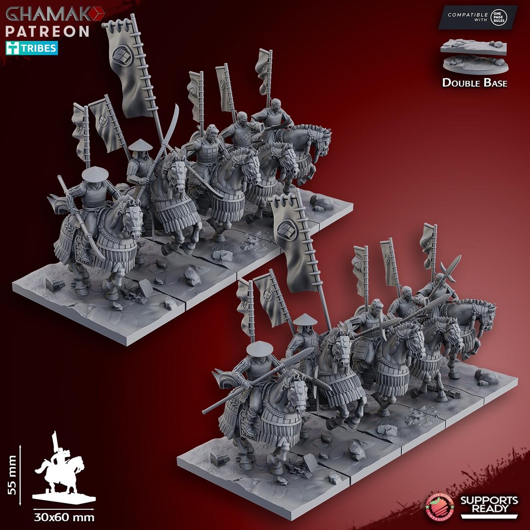 5x Akari Shogunate Mounted Ashigaru Cavalry by Ghamak Fantasy - AOS ...