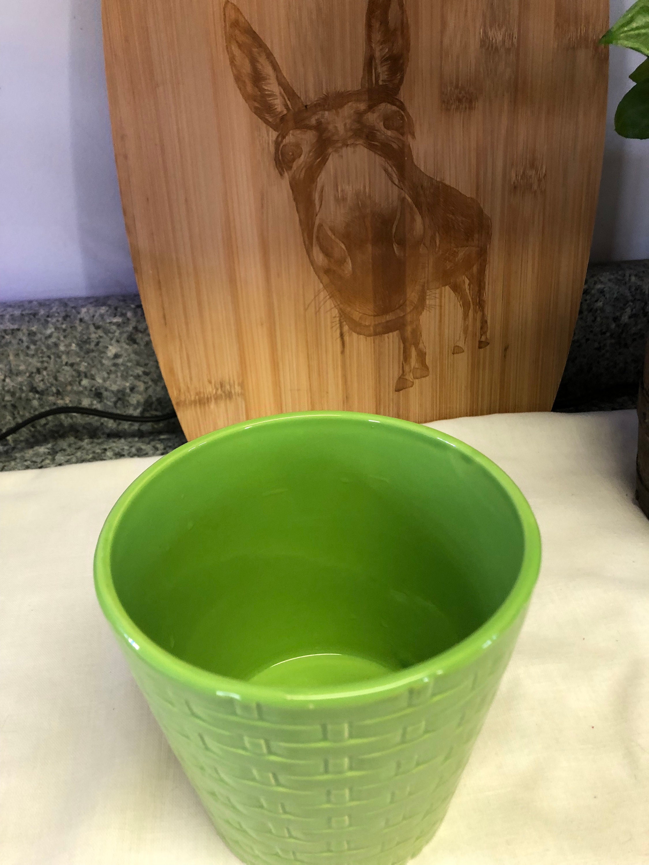 Green Basket Weaved Planter - Etsy