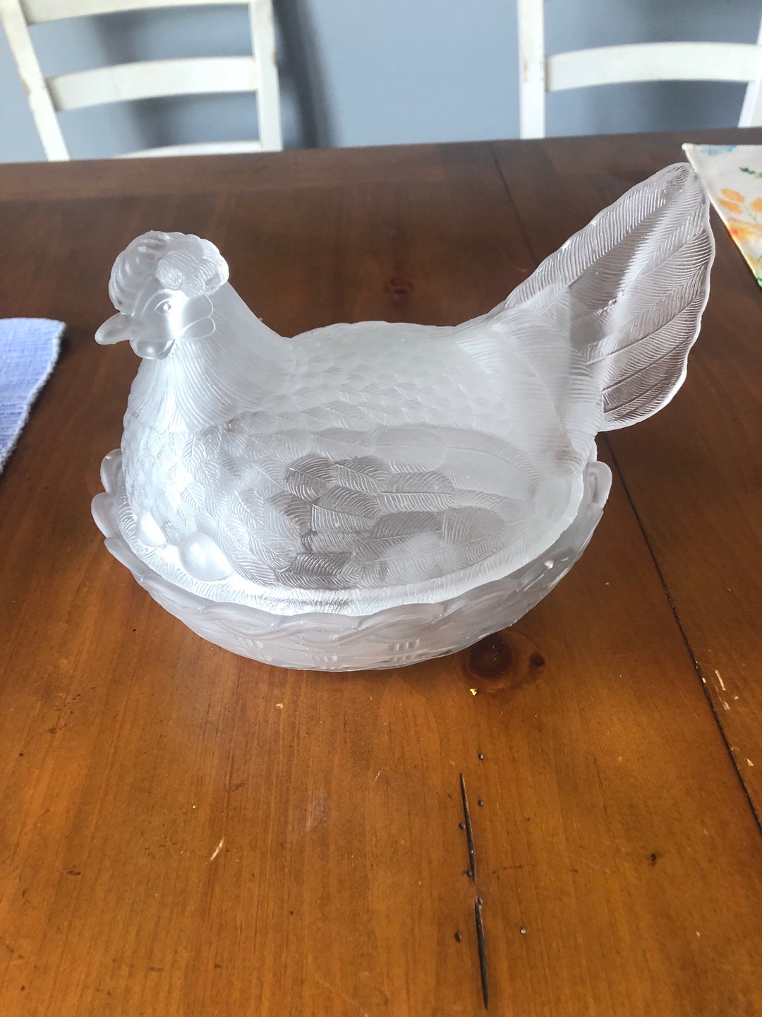 Frosted Glass Hen on a Nest - Etsy