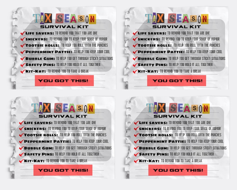 Tax Professional Survival Kit Gift Tag - CPA, Bookkeeper, Tax Season - Etsy