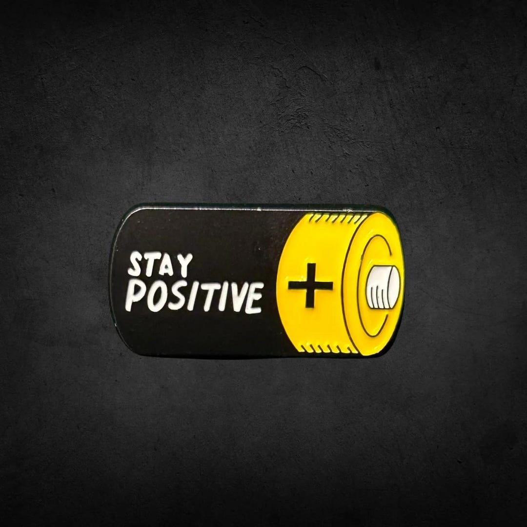 Positivity Lapel Pin - Battery-shaped Pin, Energy Enamel Pin ...