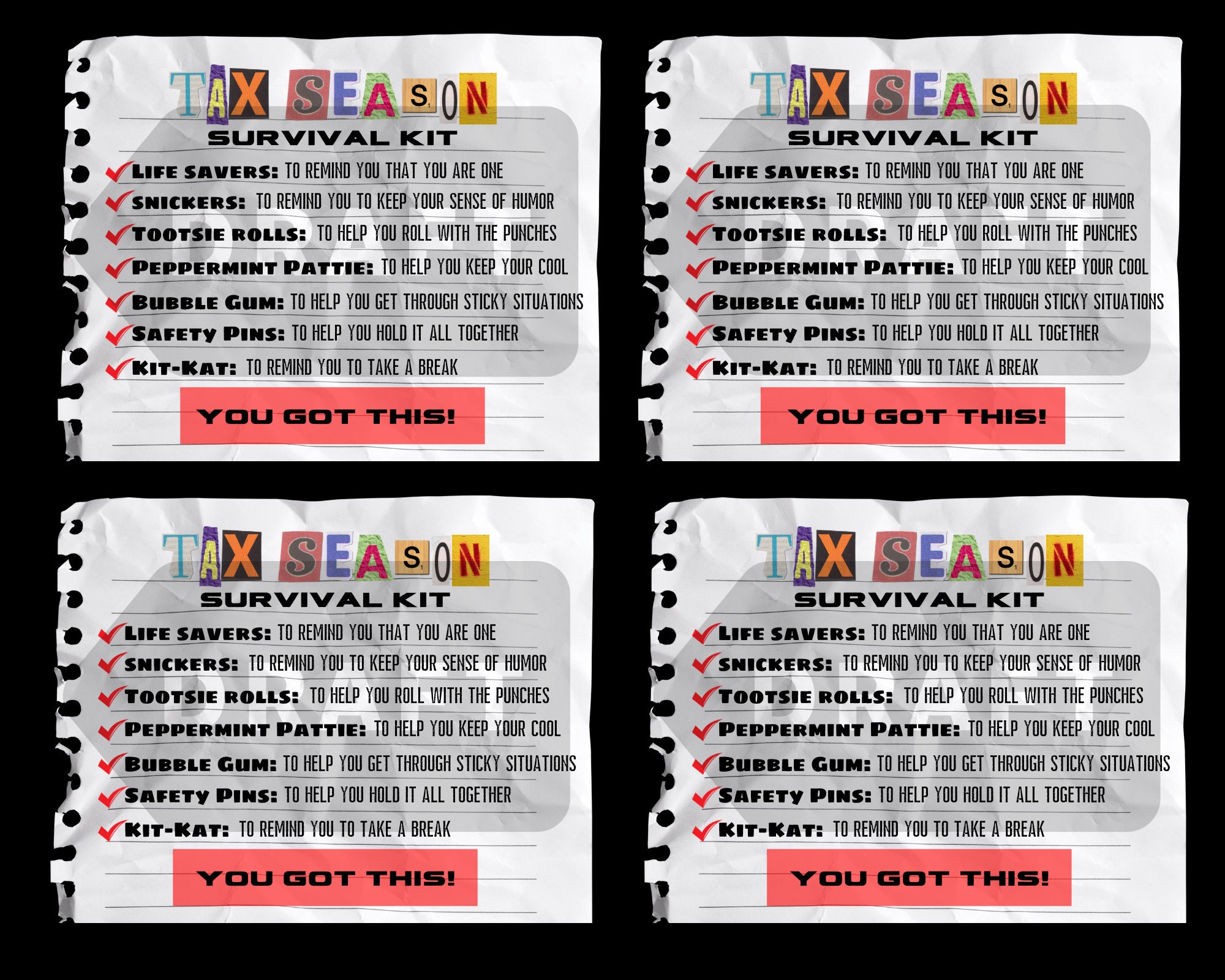 Tax Professional Survival Kit Gift Tag - CPA, Bookkeeper, Tax Season - Etsy