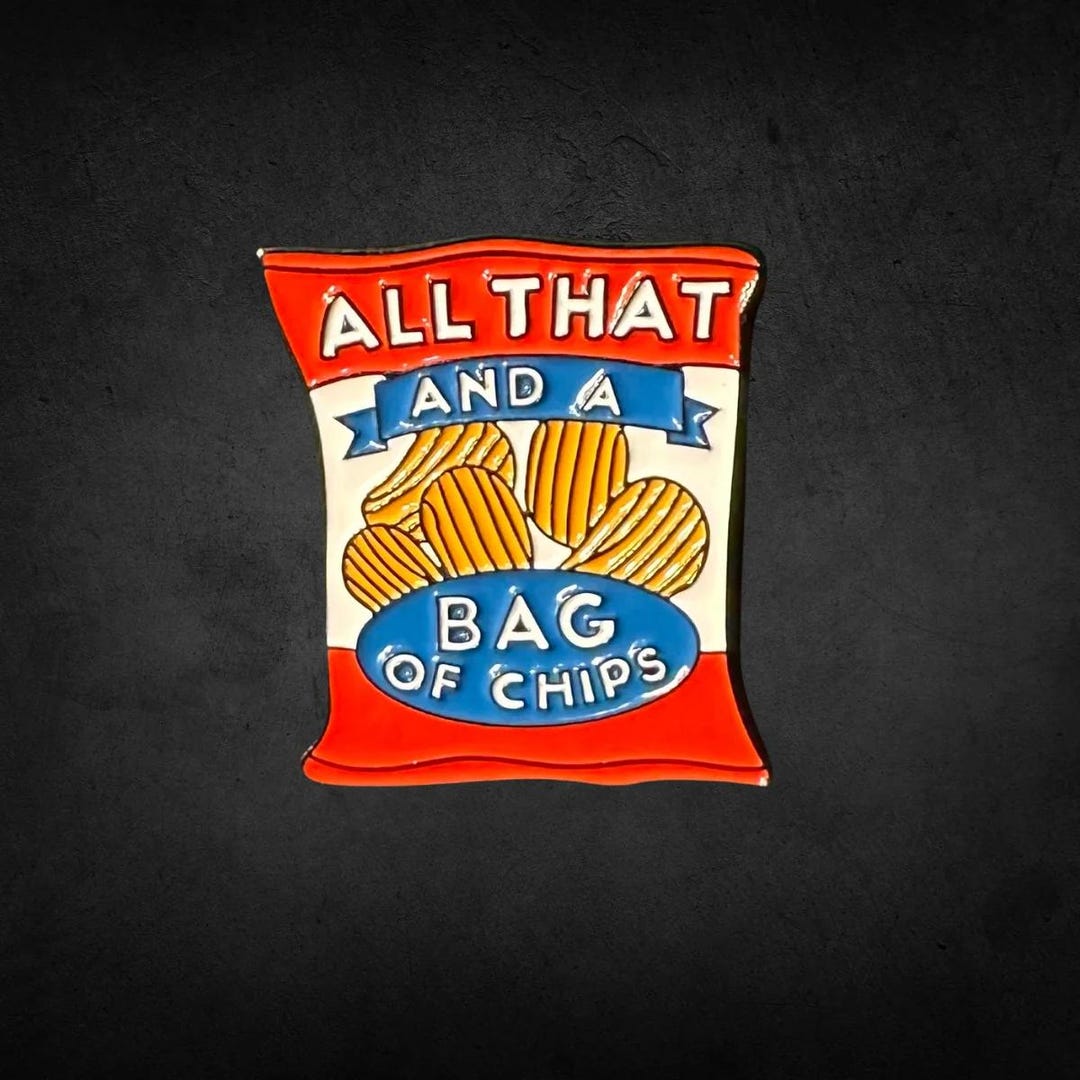 All That and A Bag of Chips Lapel Pin - Retro Lapel Pin, Snack Lover’s ...