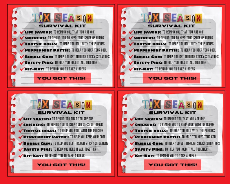 Tax Professional Survival Kit Gift Tag - CPA, Bookkeeper, Tax Season - Etsy