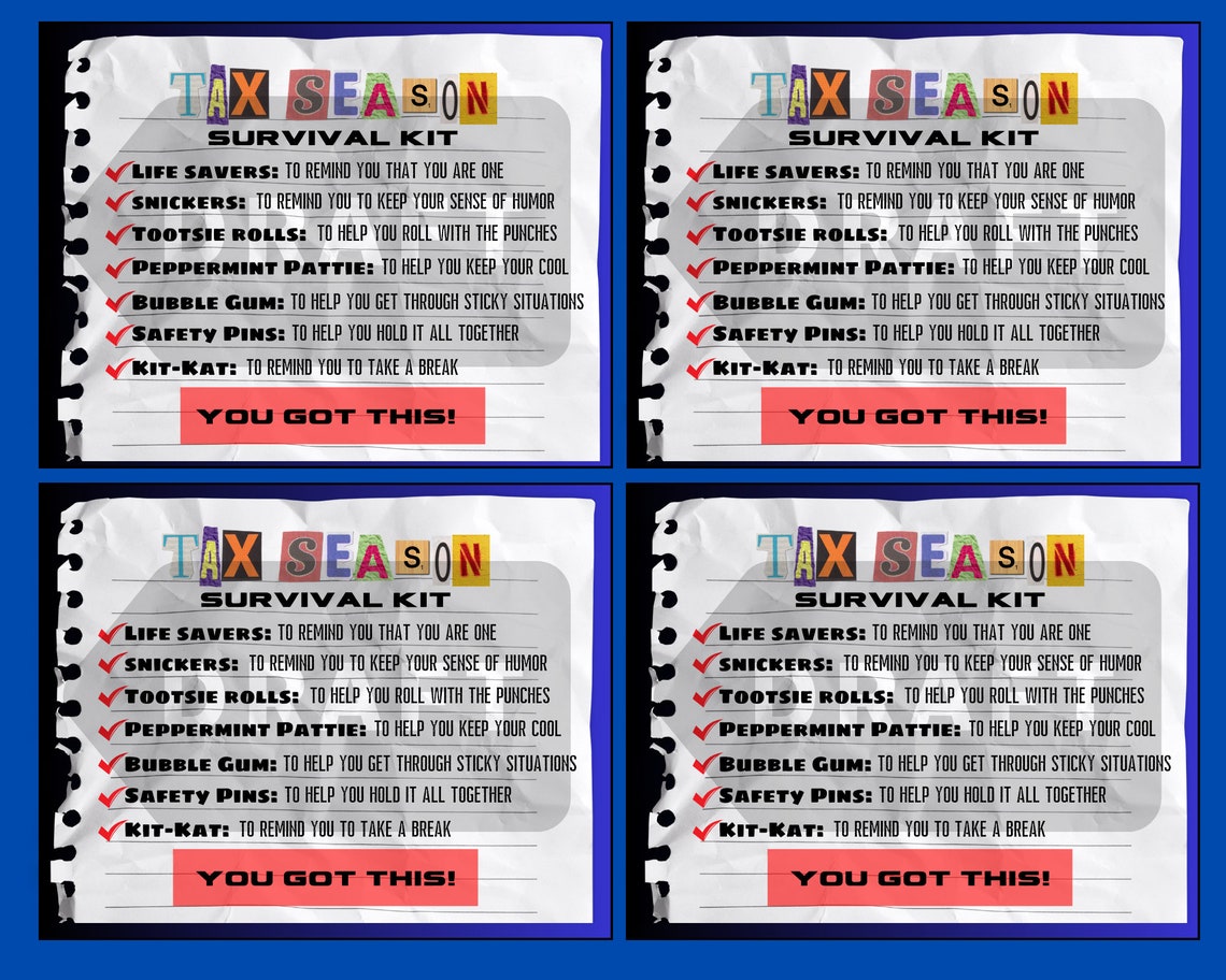 Tax Professional Survival Kit Gift Tag - CPA, Bookkeeper, Tax Season - Etsy