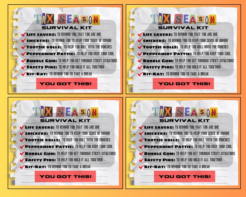 Tax Professional Survival Kit Gift Tag - CPA, Bookkeeper, Tax Season - Etsy