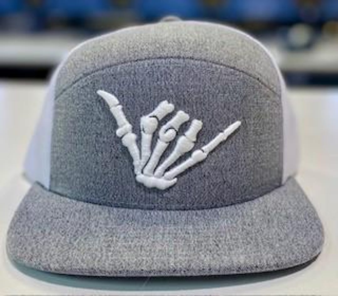 Shaka "hang Loose" Sign 3D Raised Puff Embroidery in White Thread on ...