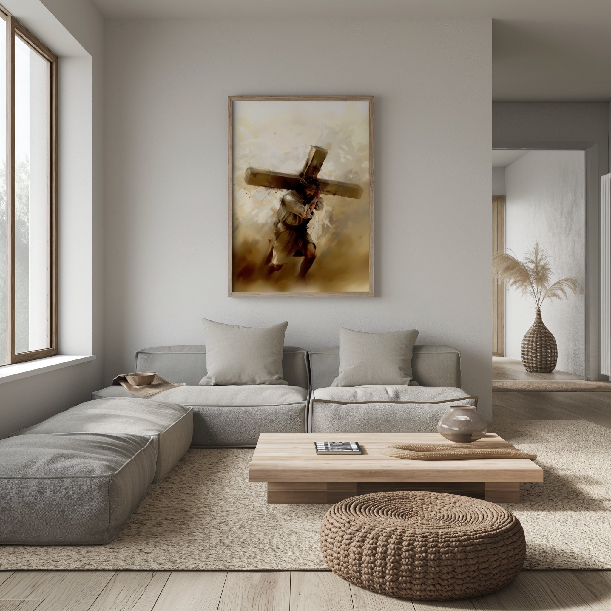 The Cross Digital Print Jesus and Cross Painting Jesus Wall Art Bible ...