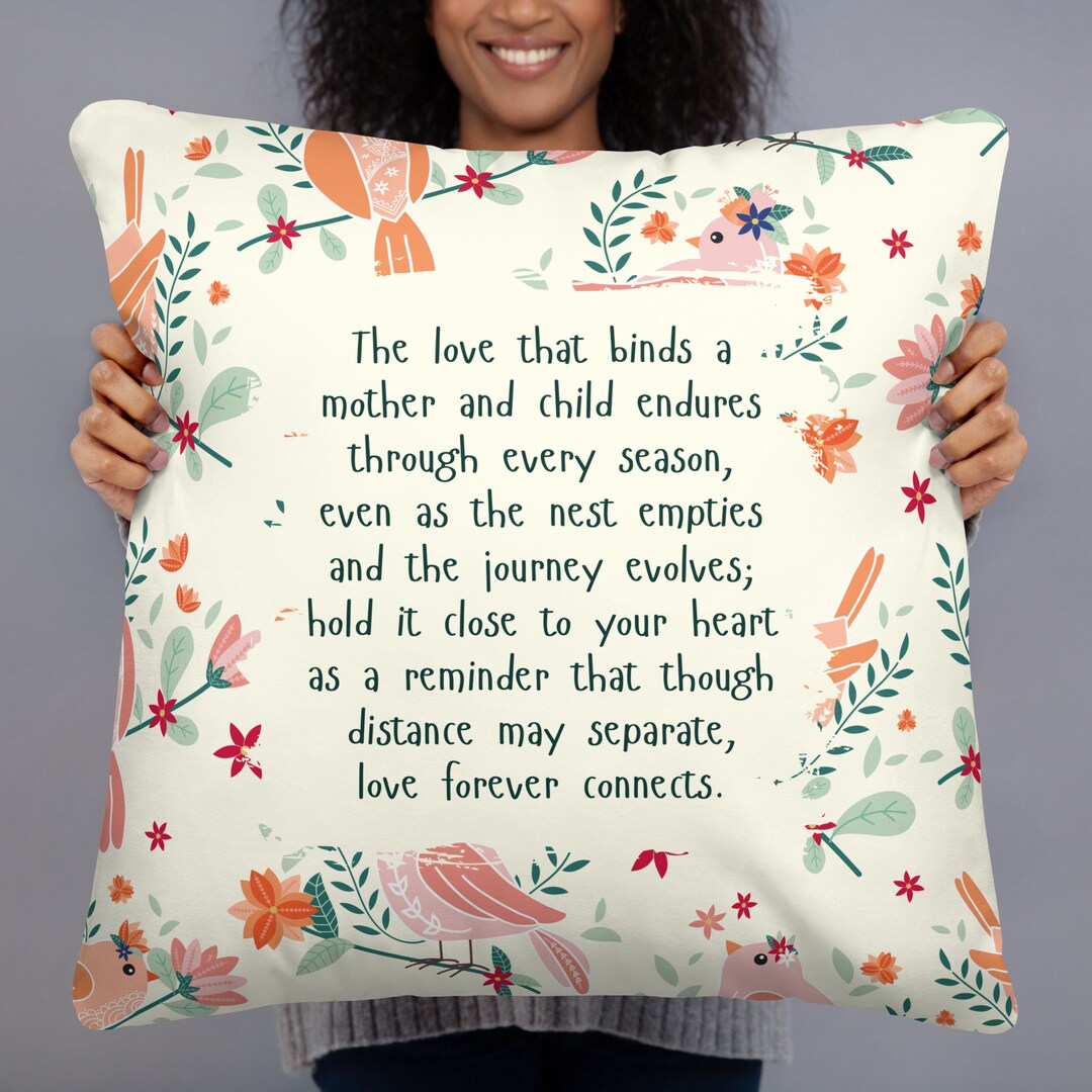 Home Decor for Empty Nest Moms, Mother Child Quote Pillow, Bird Print ...