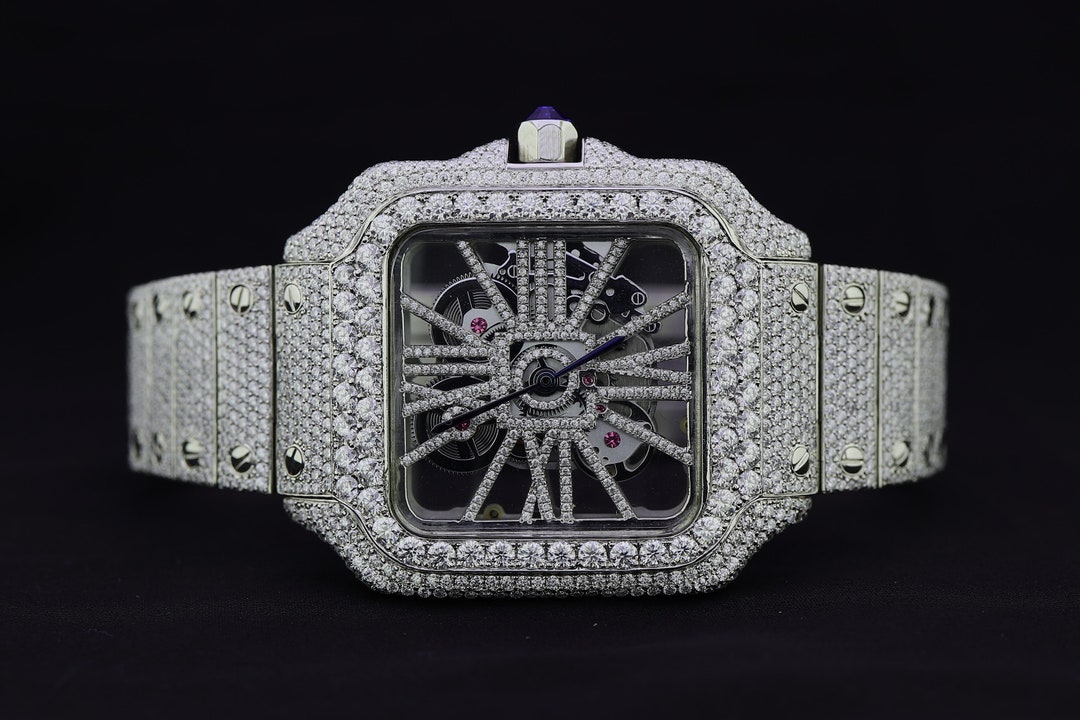 41mm Iced Out Moissanite Diamond Watch, Luxury Fully VVV Moissanite ...