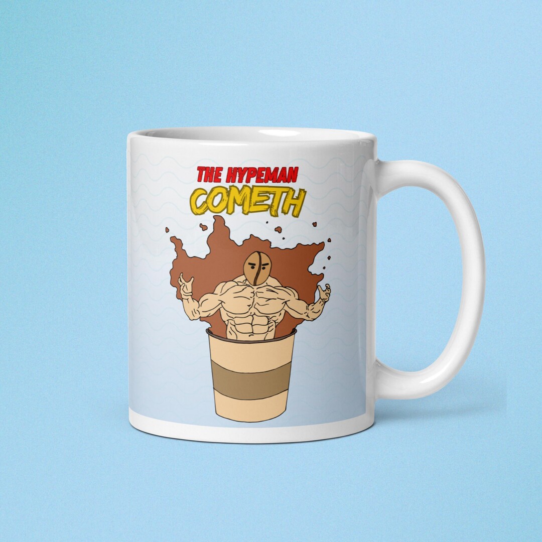 Hypeman Funny Bodybuilder Coffee Mug, Cartoon Graphic Caffeine Lover ...