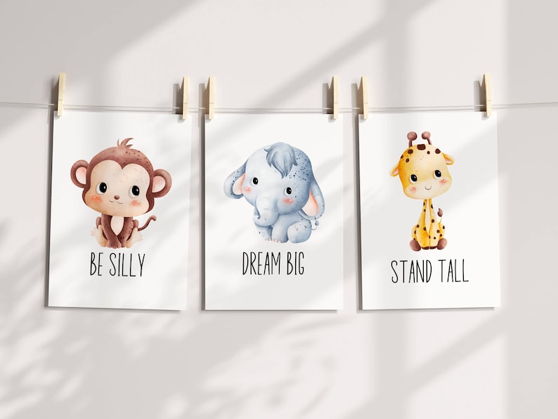 Animal Positive Affirmations Print Set | Gender Neutral Wall Art | Kids ...