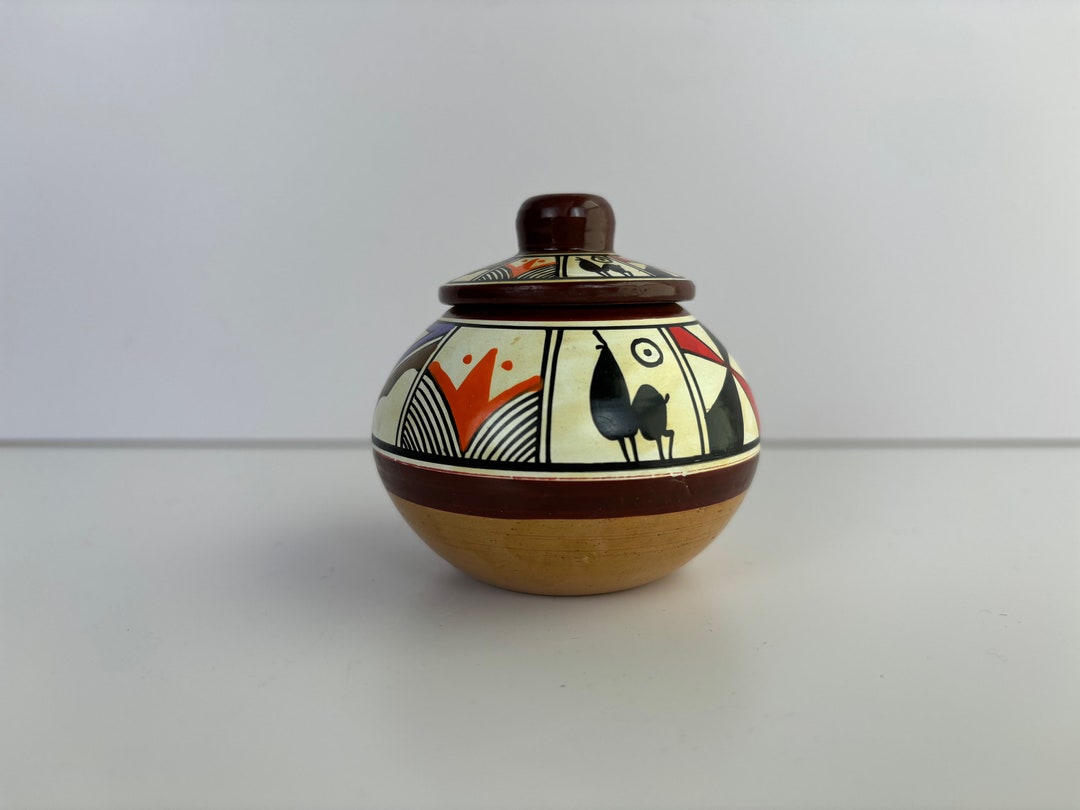 Cusco Peru Trinket Box, Handmade Peruvian Pottery, Vintage Incan Clay ...