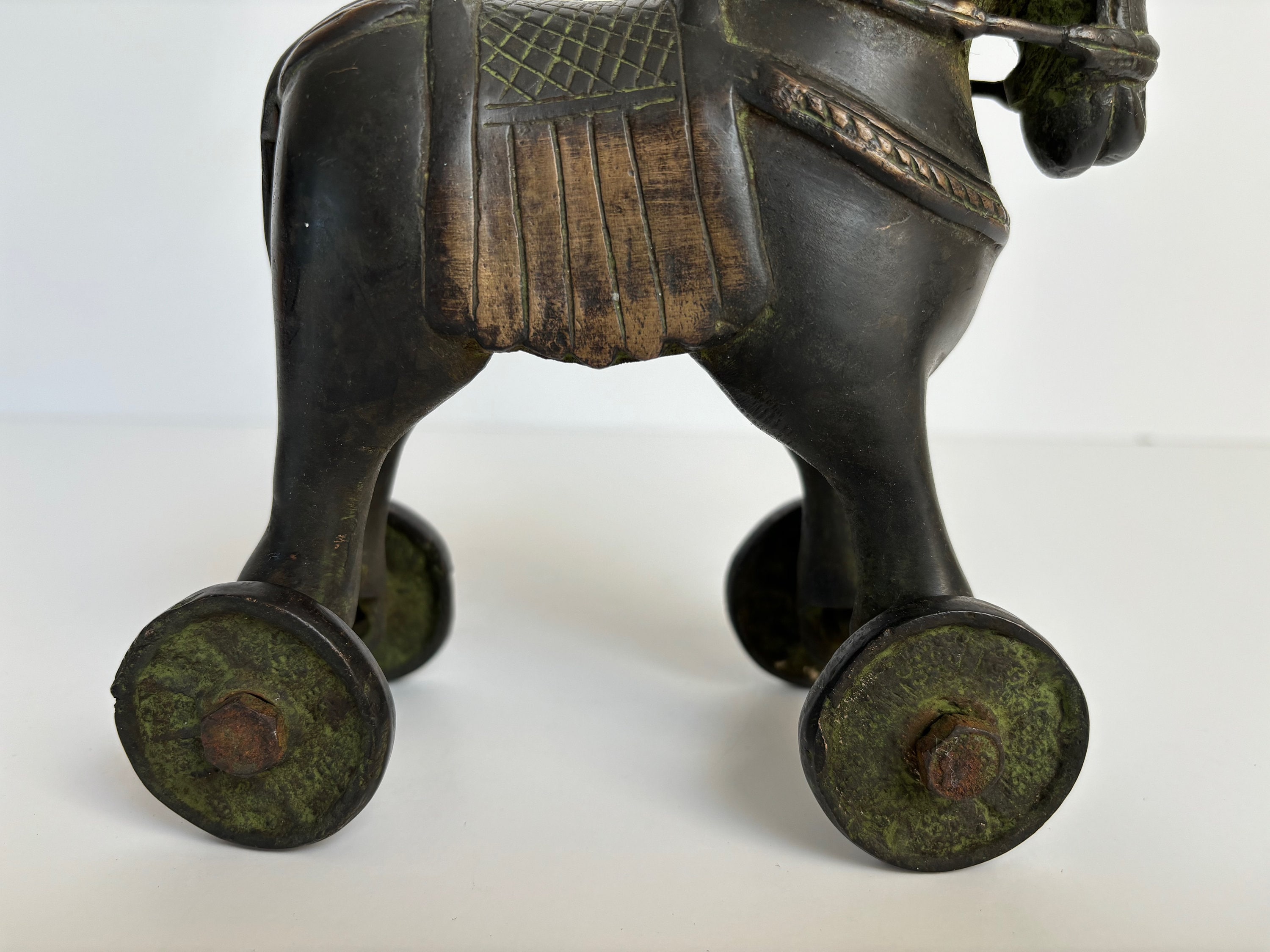 Antique Bronze Trojan Horse Figure, Vintage Metal Battle Troy Statue ...