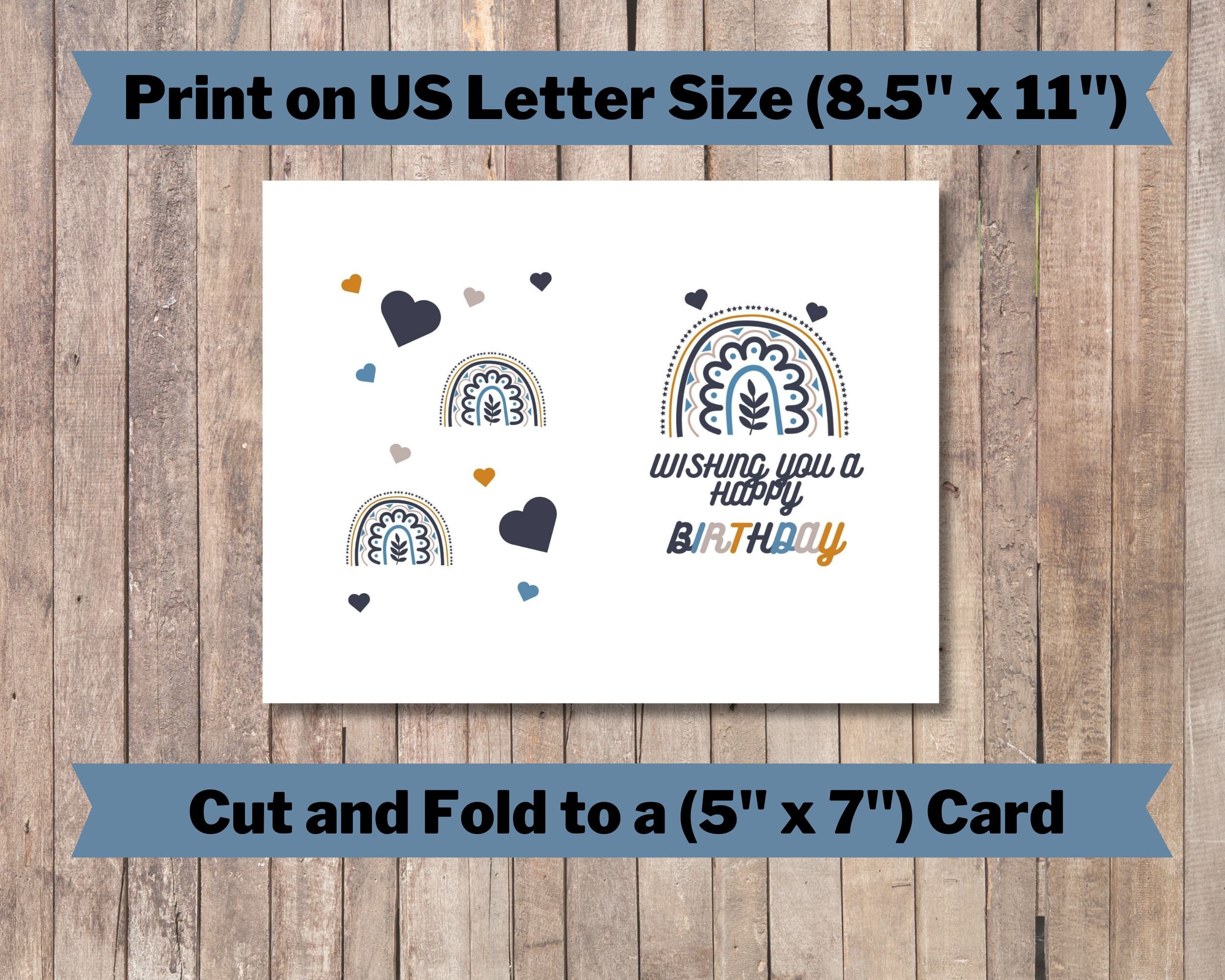 Happy Birthday Printable Greeting Card, 5x7 Greeting Card, Simple ...