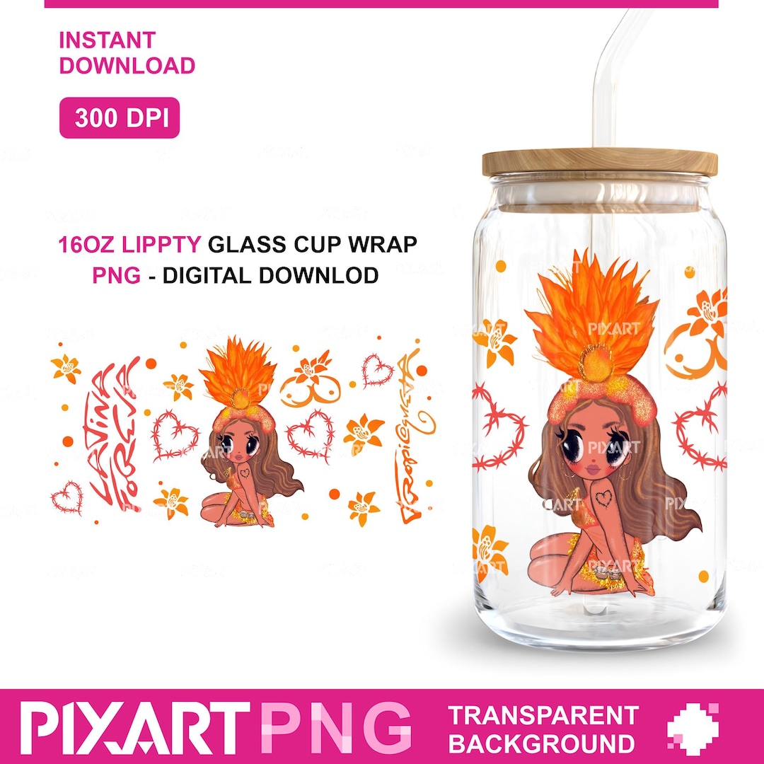 Karol G Tropicoqueta Glass Cup Wrap: 16oz Sublimation Design (PNG Digital Download) - Etsy
