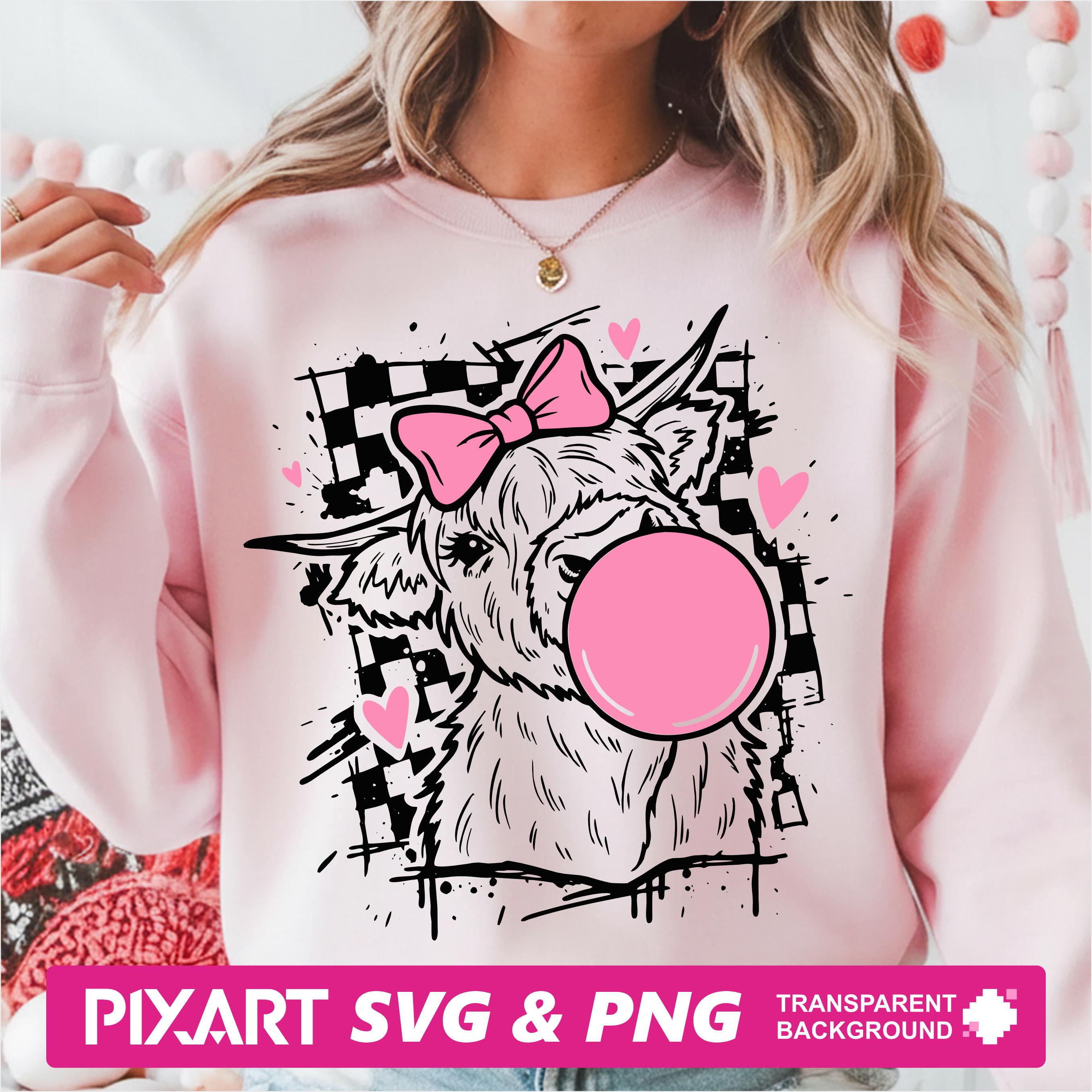 Retro Highland Cow Valentine PNG & SVG, Trendy Valentines Day Design ...