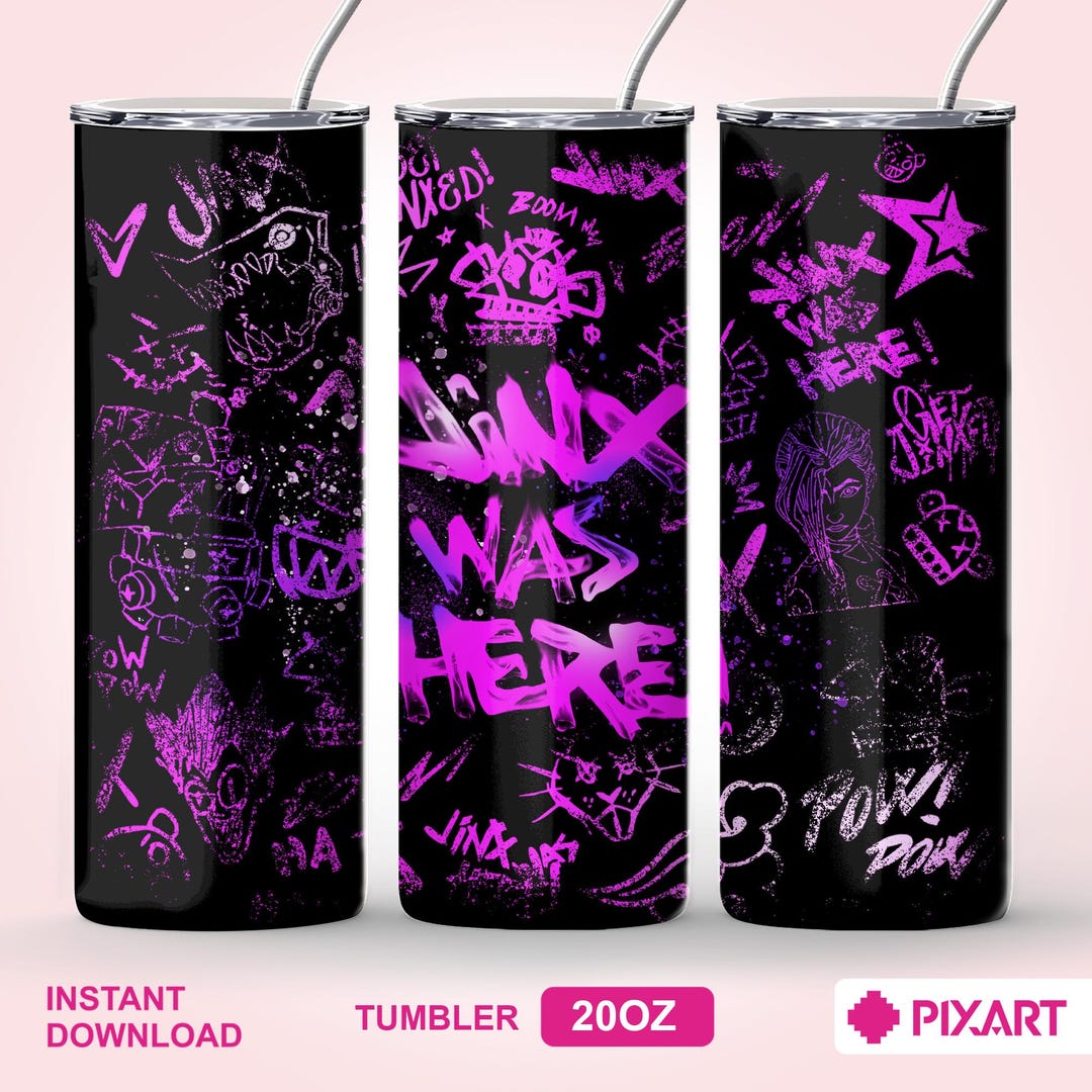 Jinx Graffiti PNG 20oz Skinny Tumbler Design, League of Legends, Jinx ...