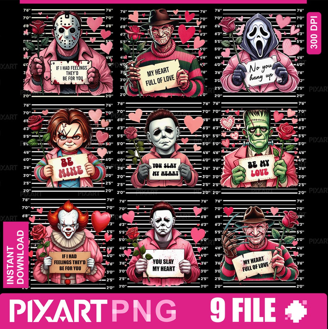 Horror Valentine PNG, Retro Funny Cupid Scary Movie Characters ...
