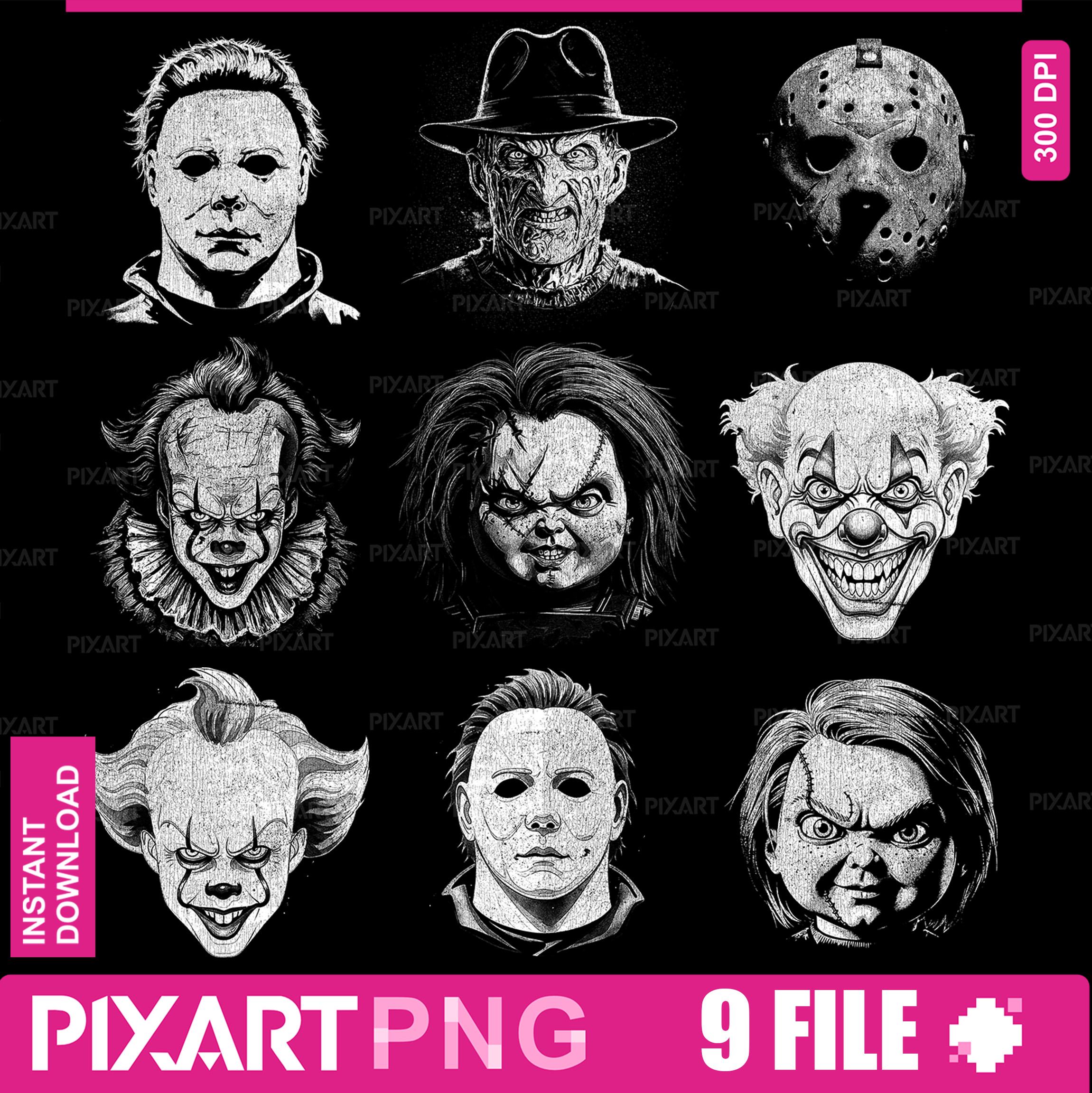 Horror Movie Killers PNG Bundle: Spooky Season Slasher Villains ...