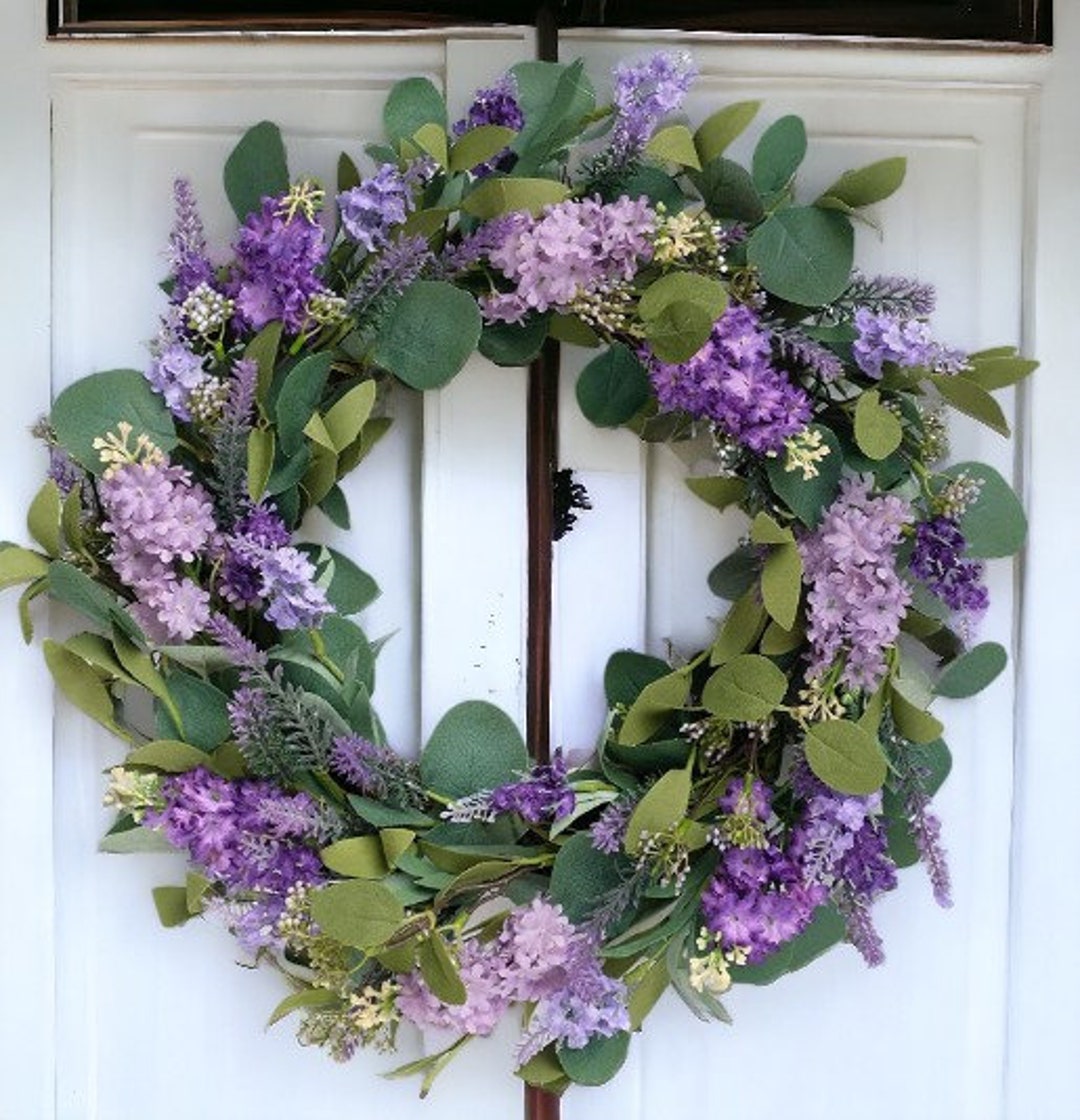 Wild Lavender Wreath for Front Door Lavender Daisy Wreath Spring/summer ...