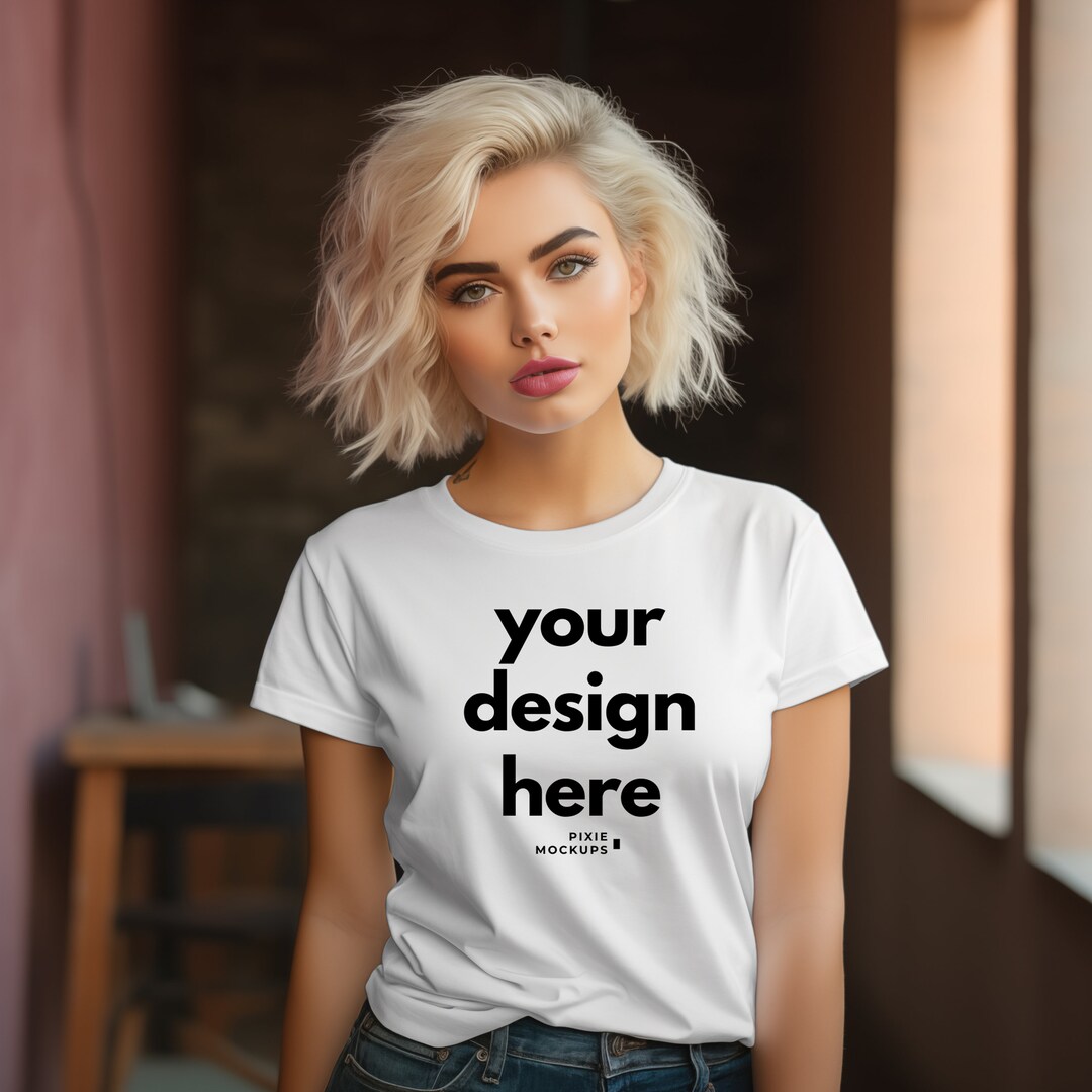 Gildan 5000 Mockup White T Shirt Mockup For Women Womens T Shirt Mockup Canva Mockup Jpeg