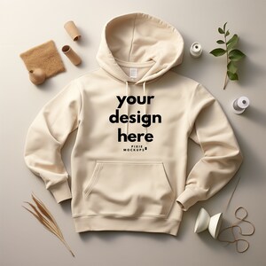 Beige Oversized Hoodie Mockup for Women and Unisex: Blank Flatlay ...