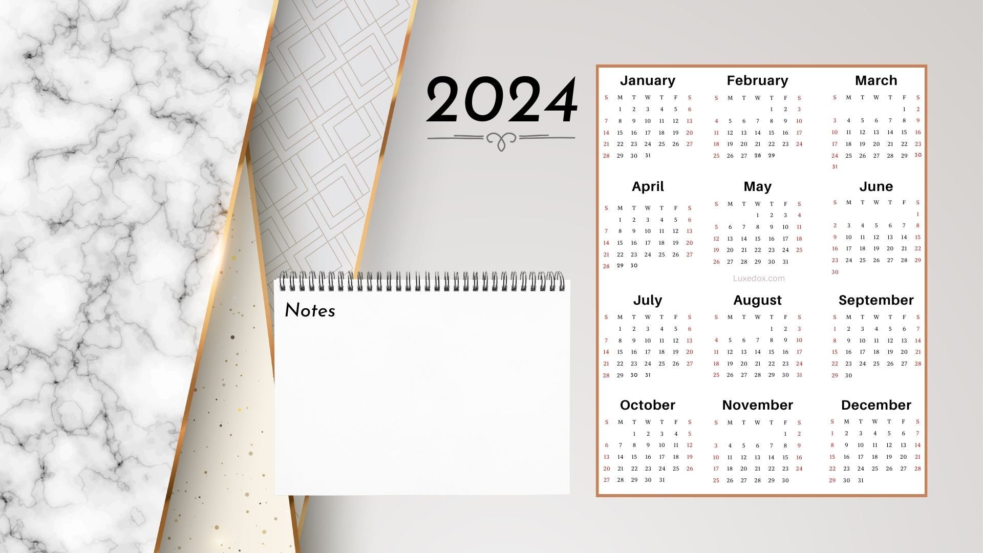 Elegant Luxury Desktop Wallpaper Calendar Bundle of 22 - 2024 Beautiful ...