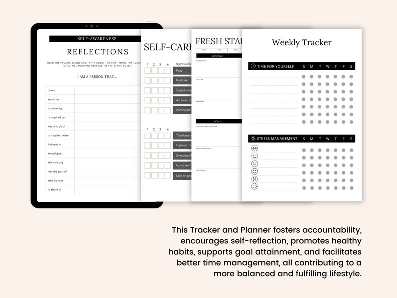 Self-care Tracker and Planner for Men Digital Editable Canva Template ...