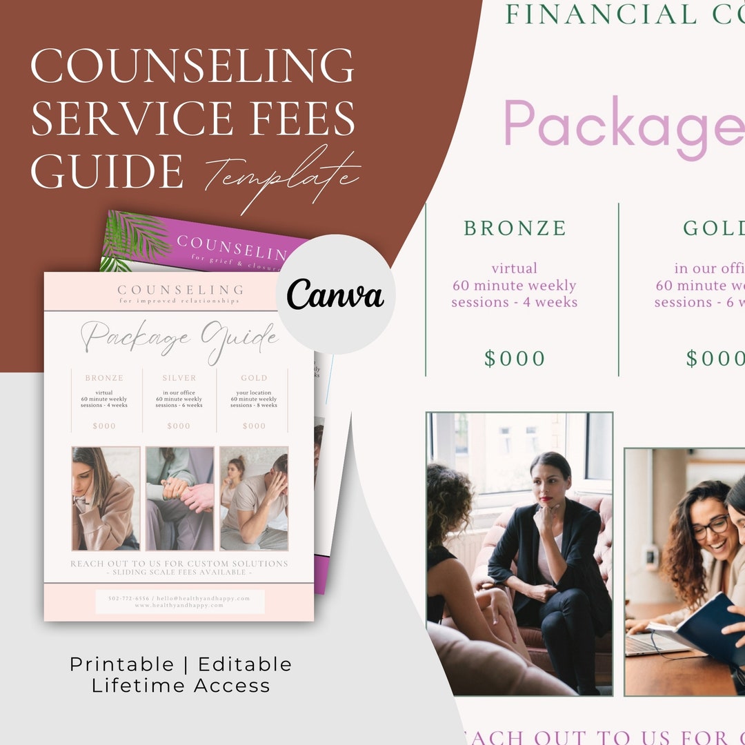 Counseling Service Fees Guide Digital Editable Canva Template for ...