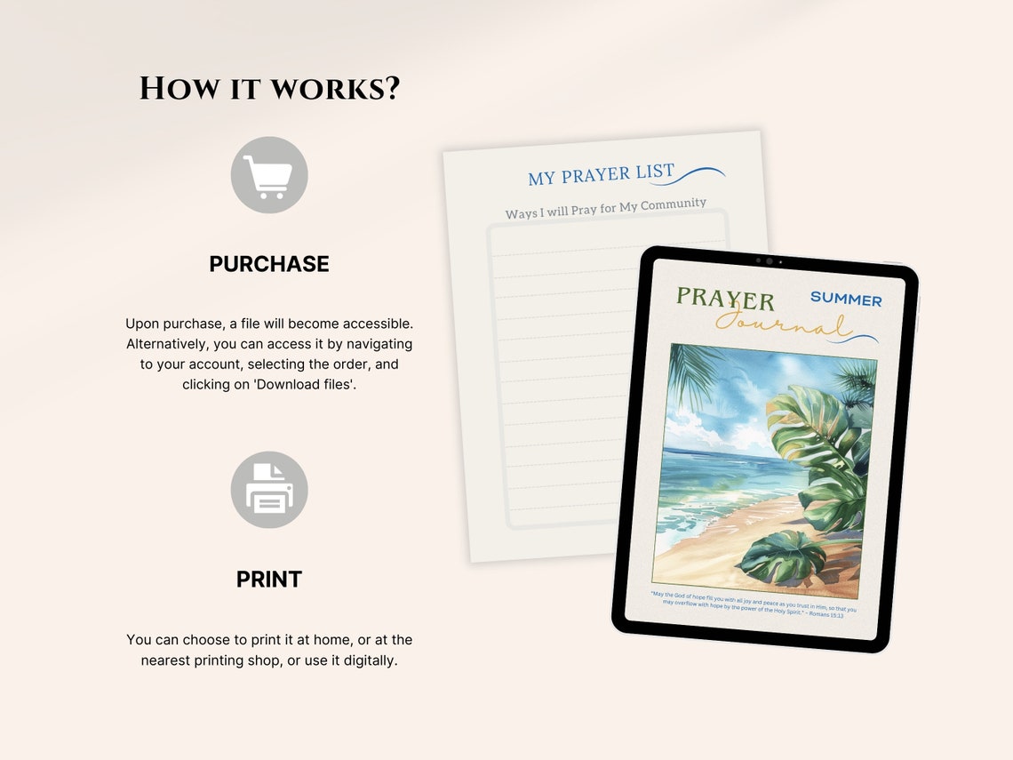 Summer Prayer Journal Digital Printable Planner Template for Reflection ...