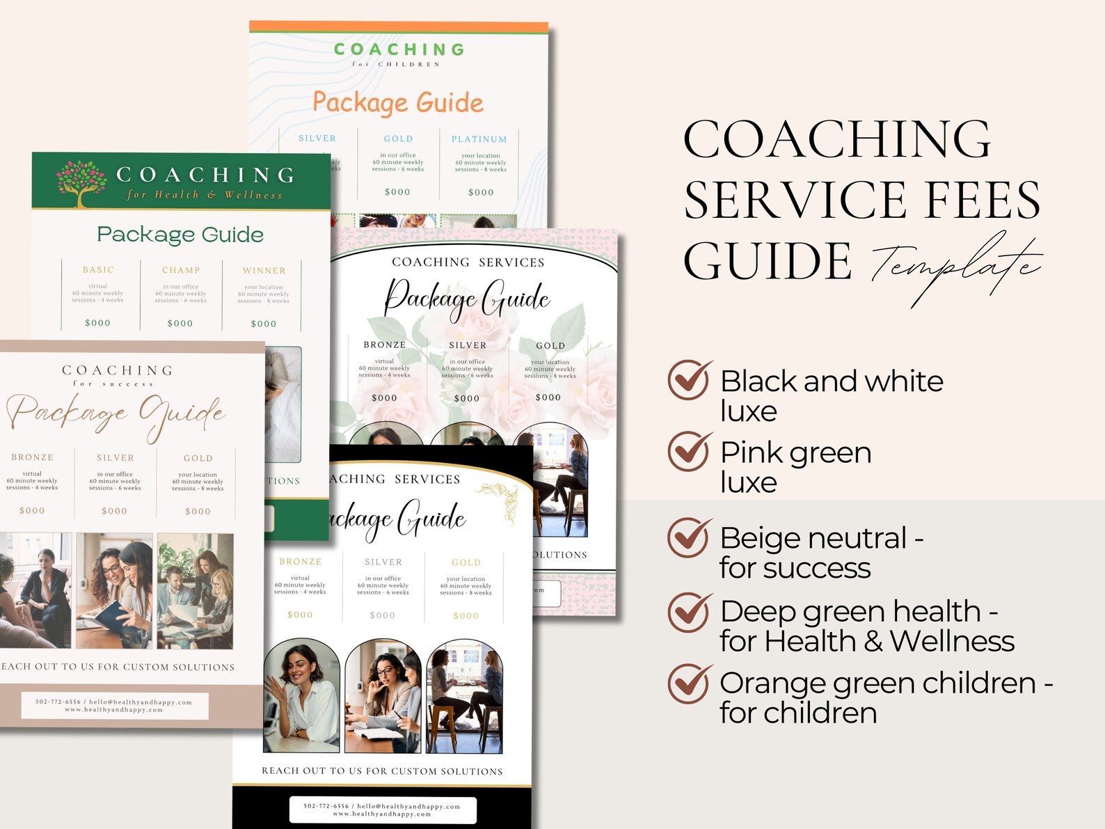 Luxury Luxe Coaching Service Fees Guide Digital Elegant Editable Canva ...