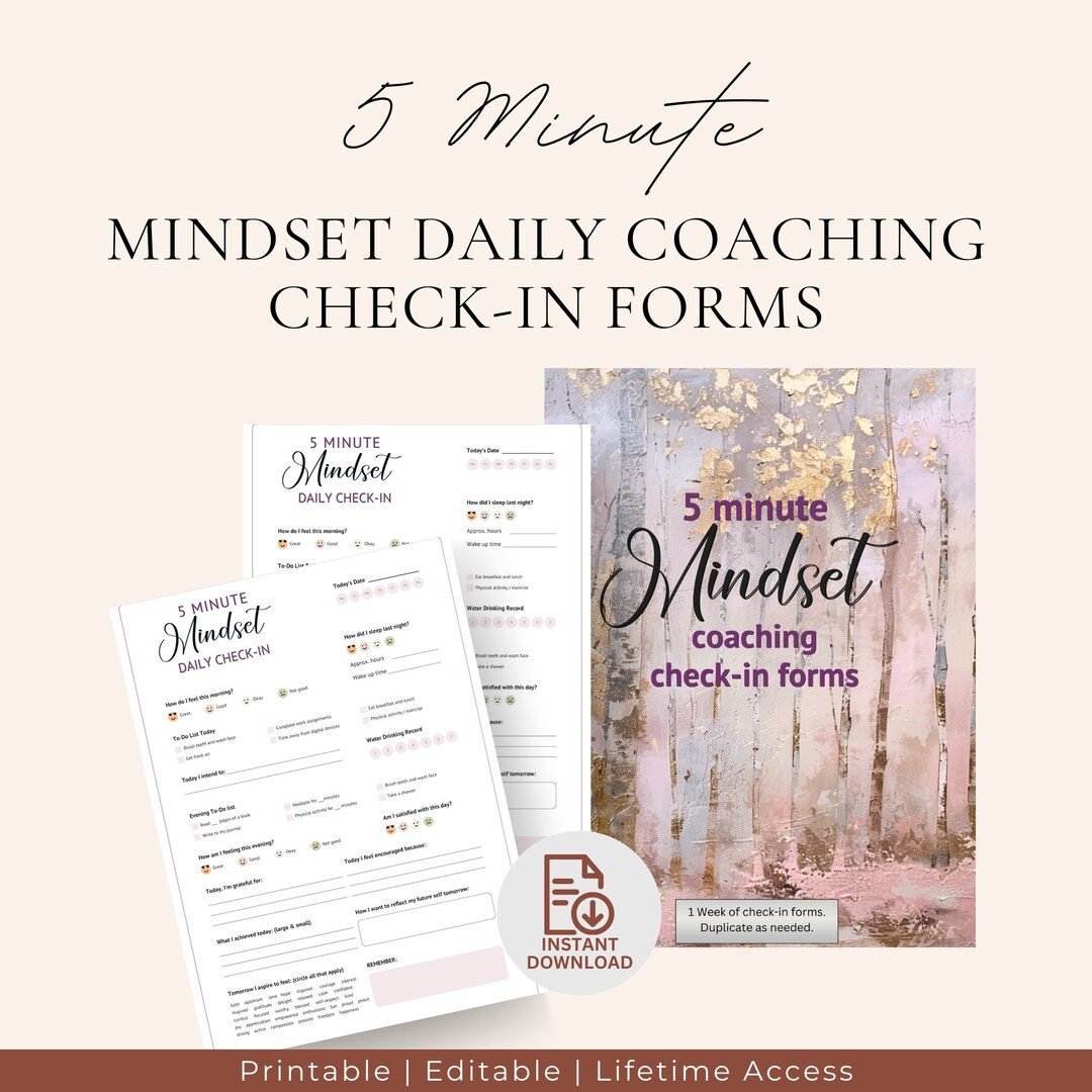 5 Minute Mindset Daily Check-in Forms for Simple Daily Reflection ...