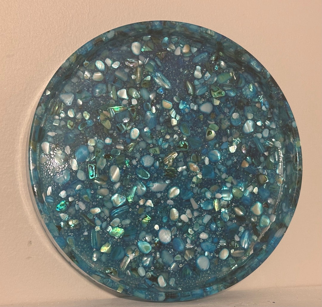 5” Resin Tray With Shells or Stones and Ocean Scene Middle - Etsy