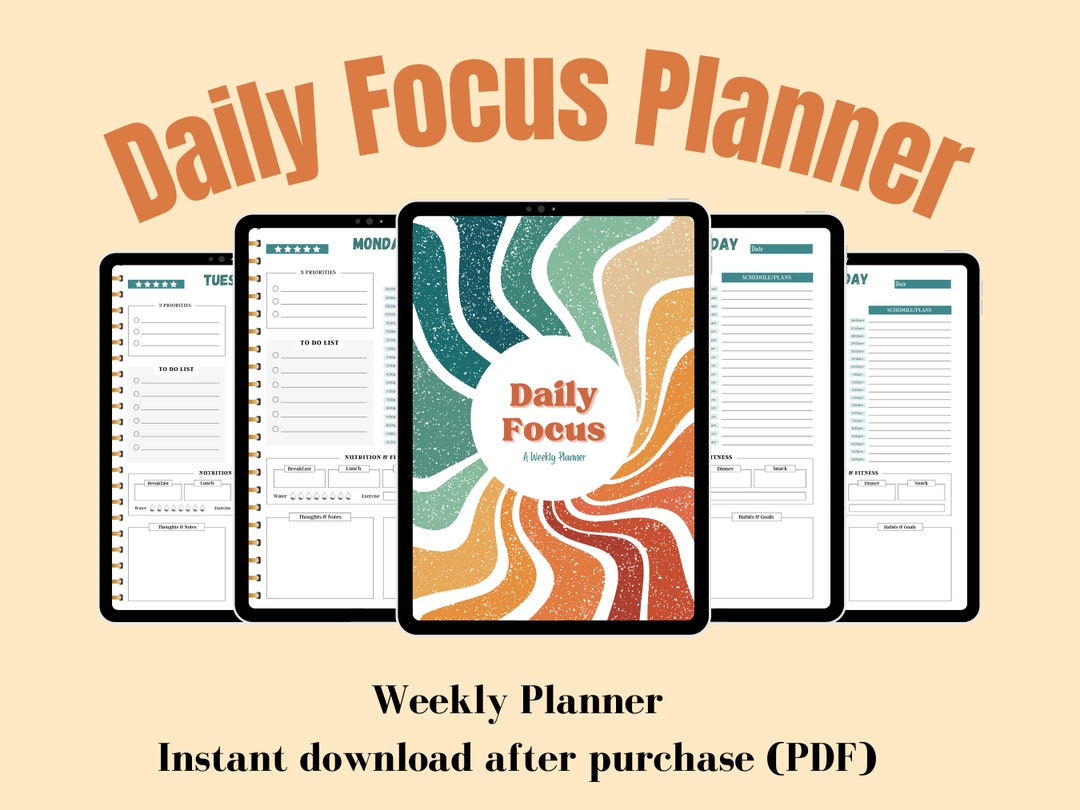 Daily Focus Planner-digital PDF, Weekly Planner - Etsy
