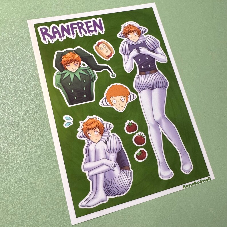 Ranfren Sticker Sheet Sebatian De Tomato Smith Chicken Legs 5x7 ...