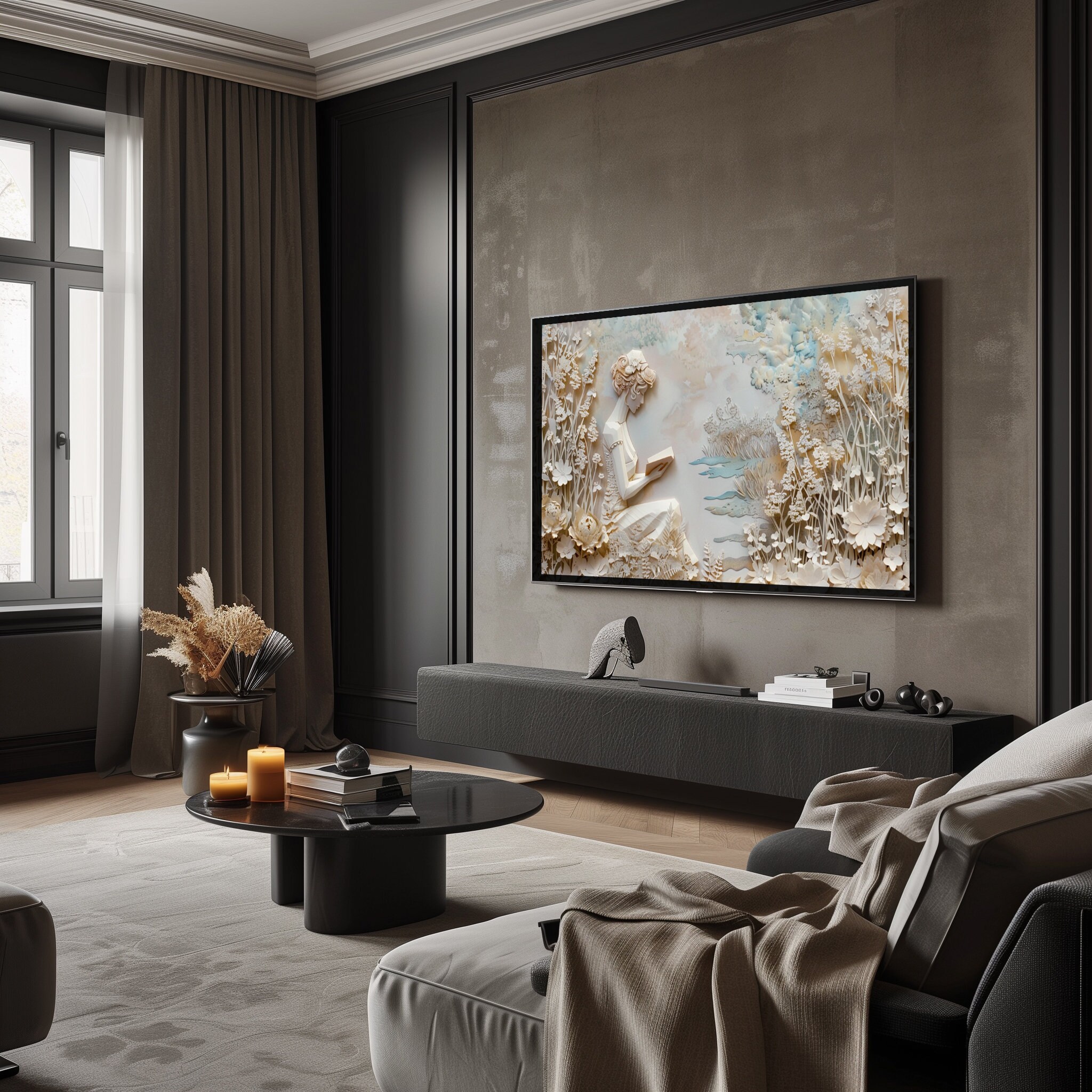 Textured Frame TV 3D Art Boho Art for Frametv Paper Kirigami Style ...