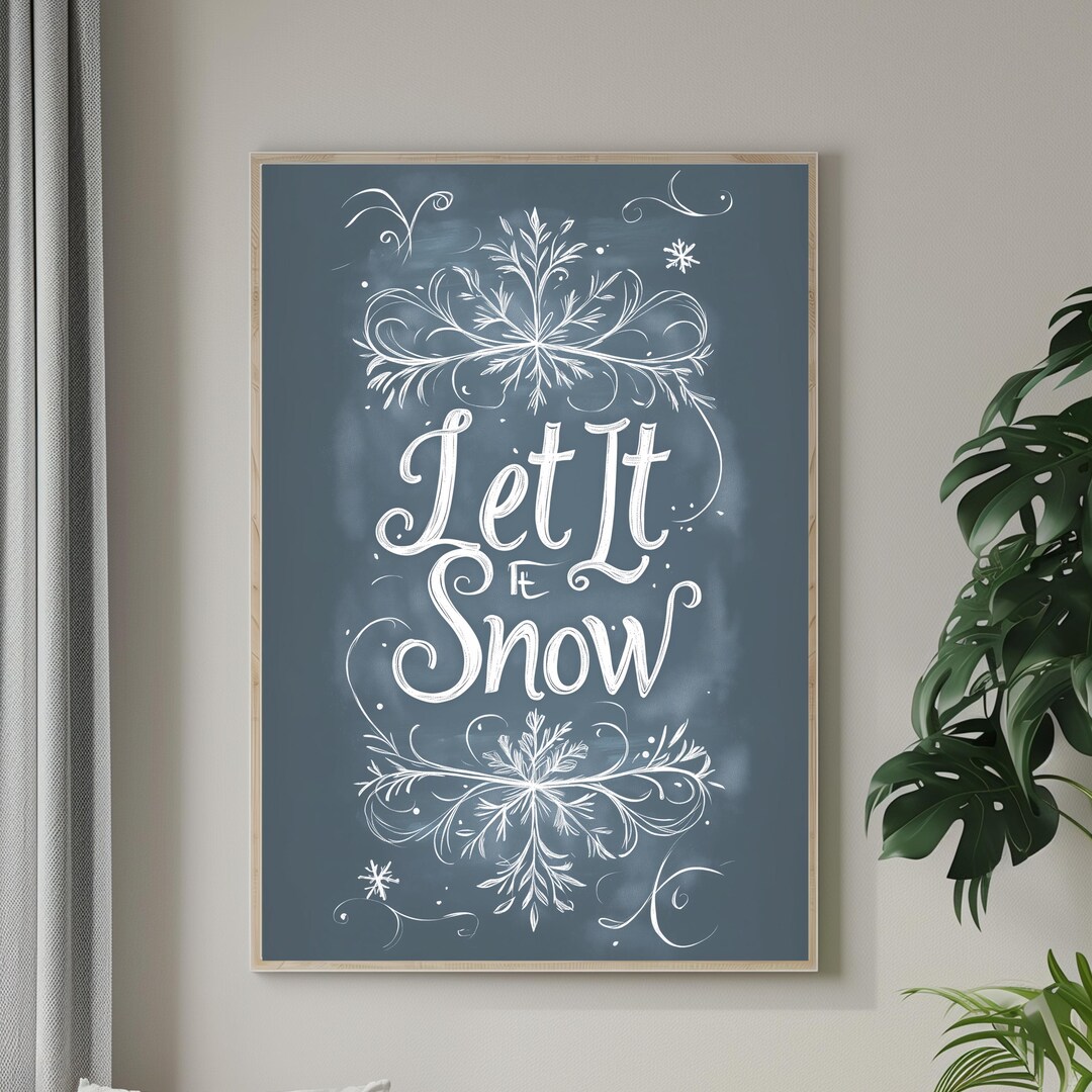 Let It Snow Winter Wall Art: Chalkboard Style Printable (digital ...