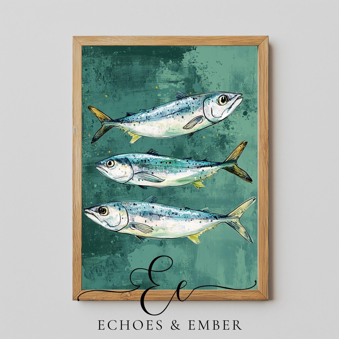 Digital Download Fish Wall Art, Printable Turquoise Ocean Print, Modern ...