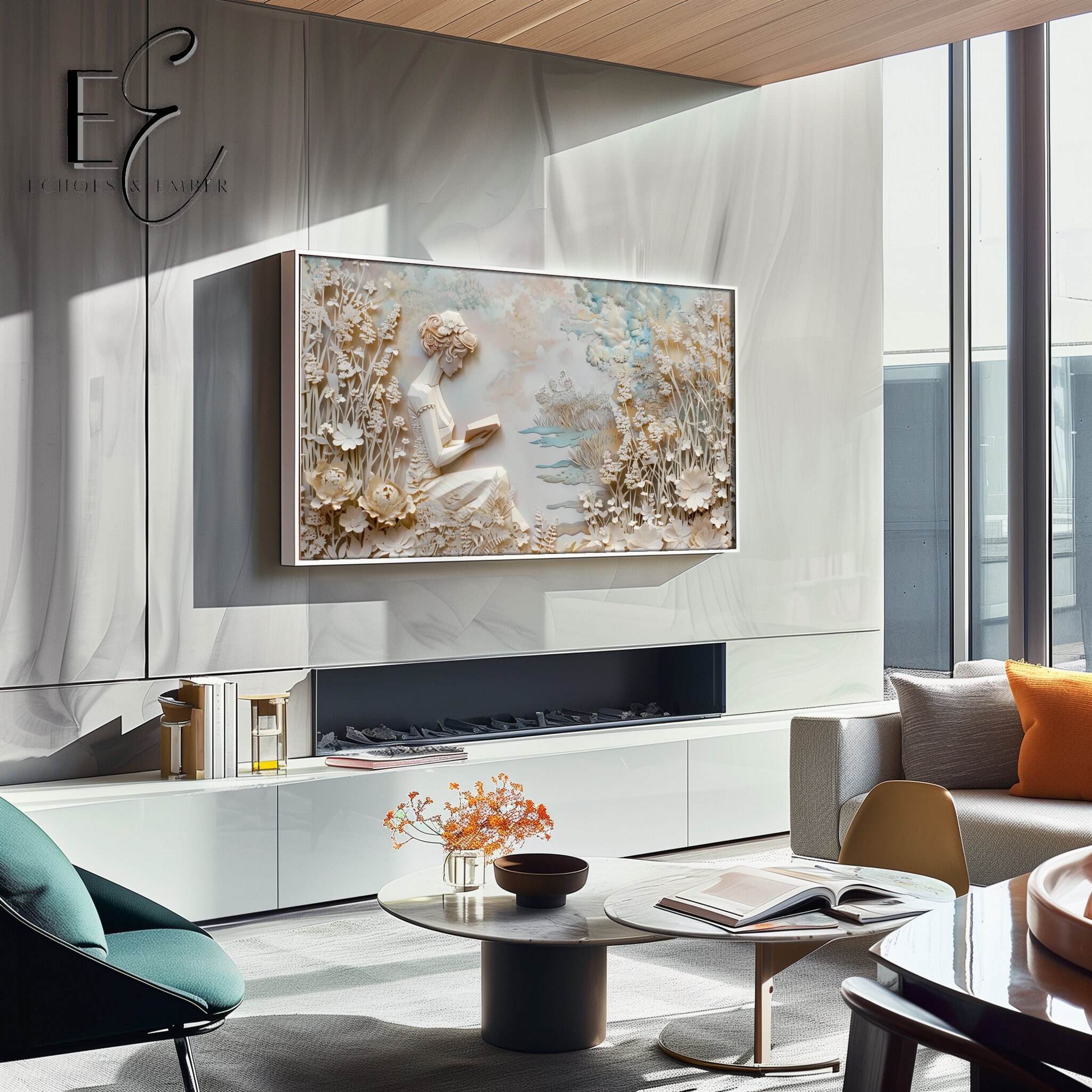 Textured Frame TV 3D Art Boho Art for Frametv Paper Kirigami Style ...