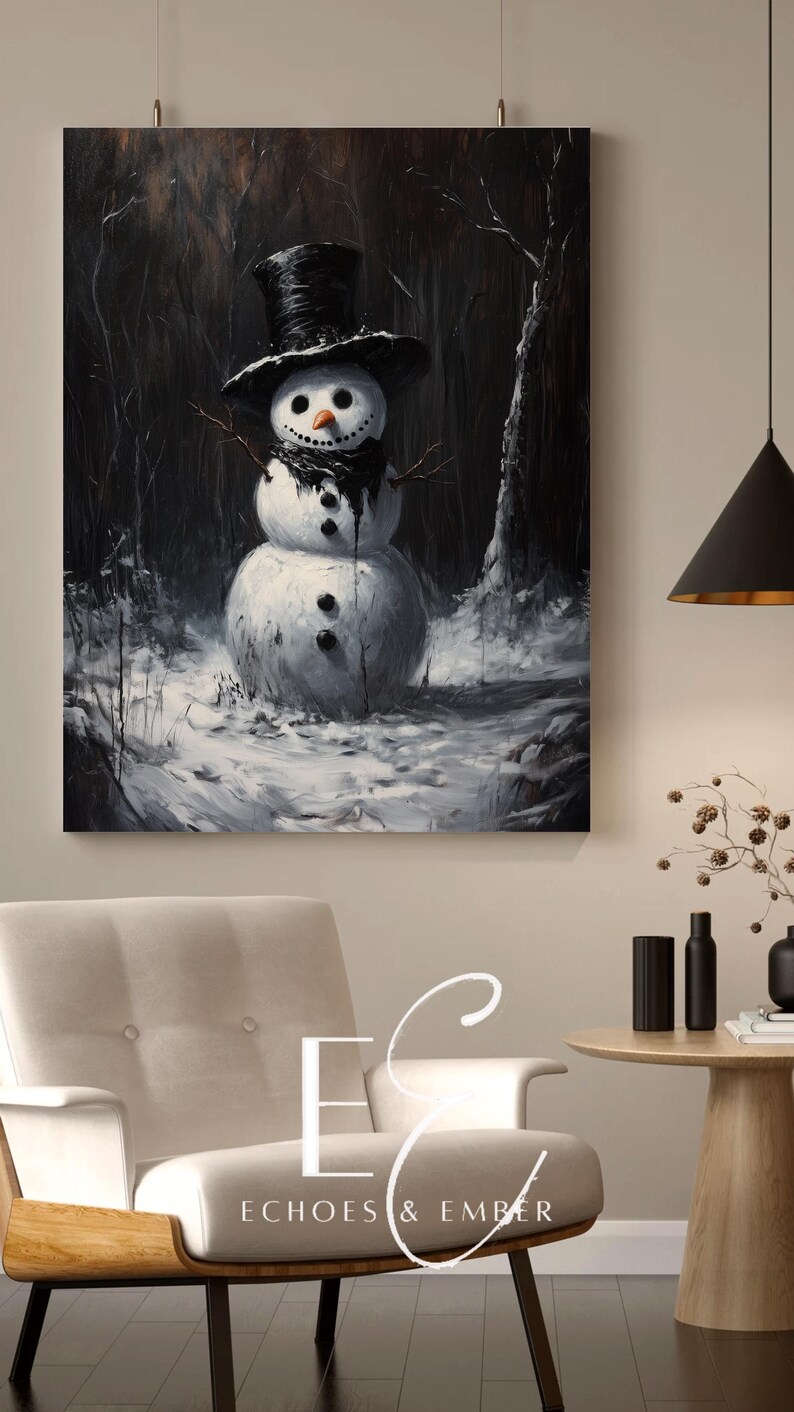 Gothic Snowman Printable Wall Art: Dark Academia Decor (digital ...