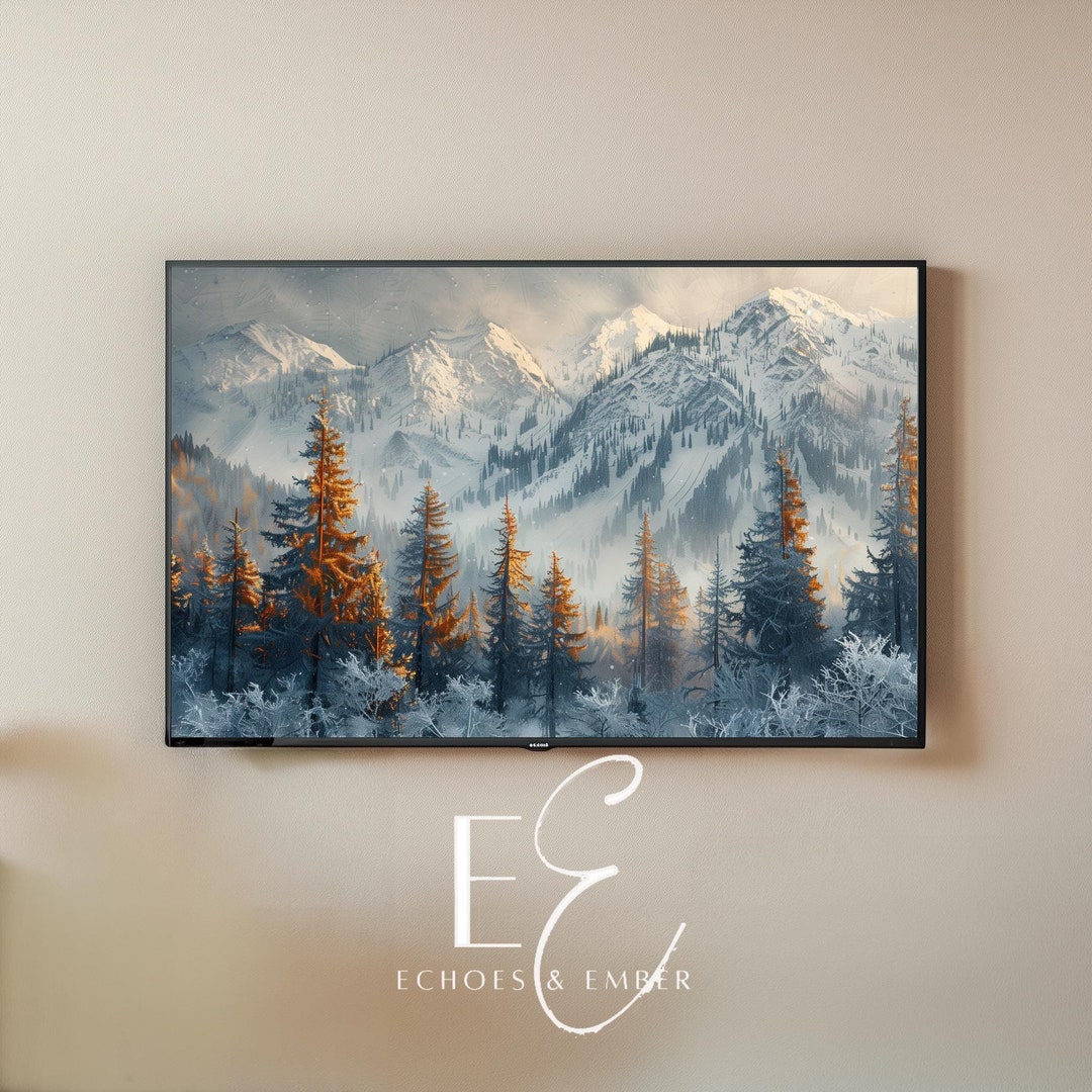 Winter Wald Berglandschaft Kunst für The Frame TV - Verschneite ...
