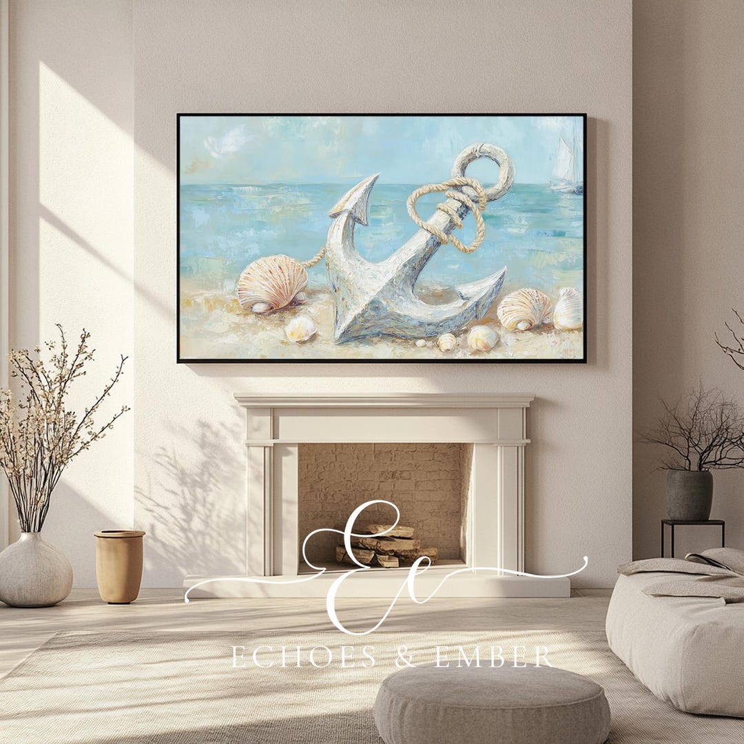 Nautical Anchor Samsung Frame TV Art, Coastal Beach Digital Download ...