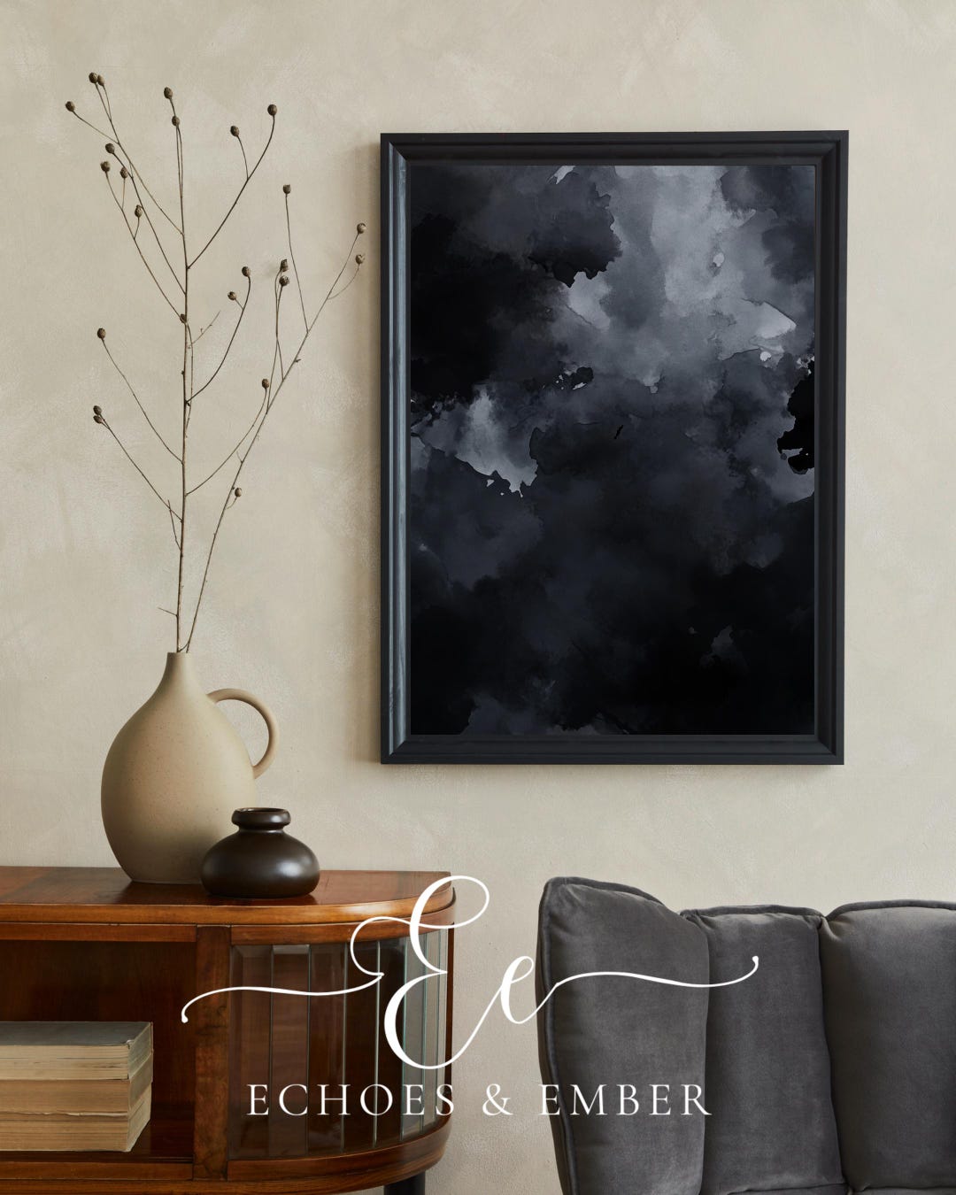 Dark Abstract Digital Art Download - Minimalist Printable Wall Decor ...