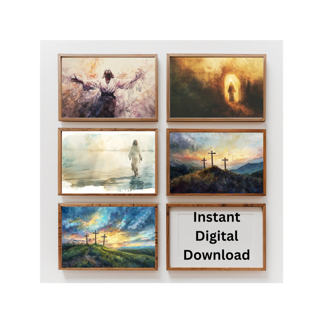 Easter TV Frame Art: Jesus Resurrection, "he is Risen" (digital ...