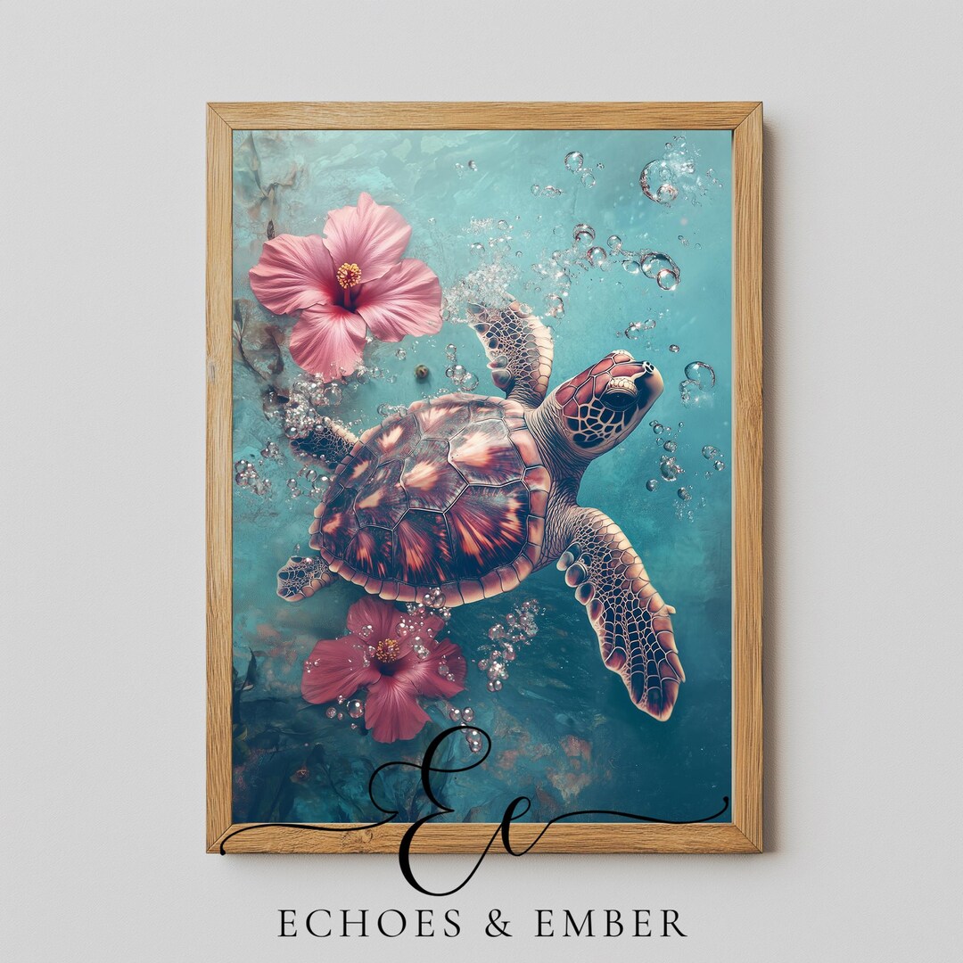 Sea Turtle Ocean Print: Coastal Beach House Decor (digital Download) - Etsy