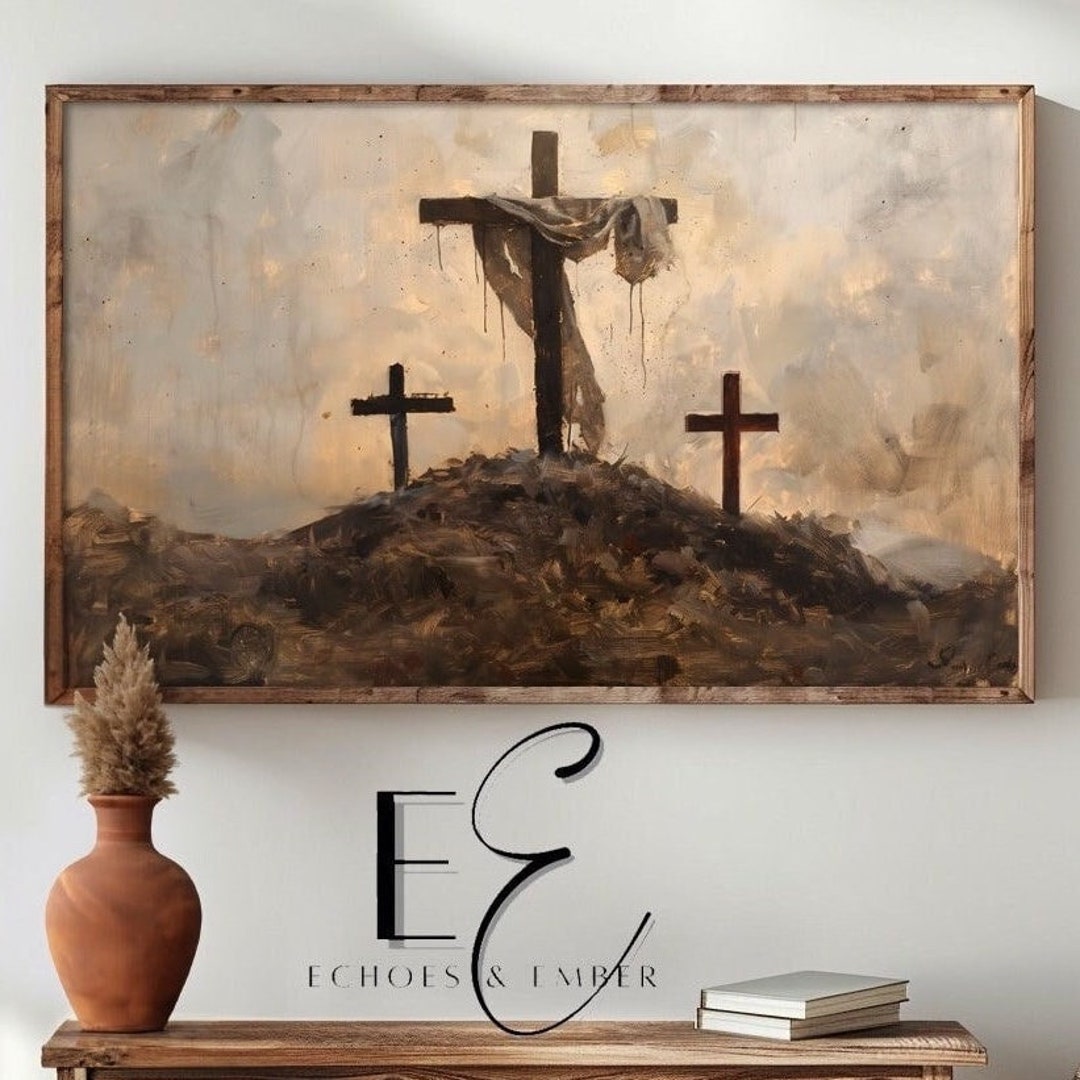 Easter Crosses Frame TV Art: Christian He is Risen (digital Download ...