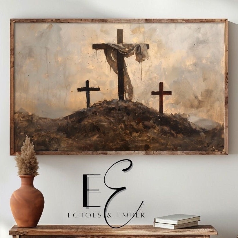 Easter Frame TV Art Christian Crosses He is Risen Jesus Resurrection ...