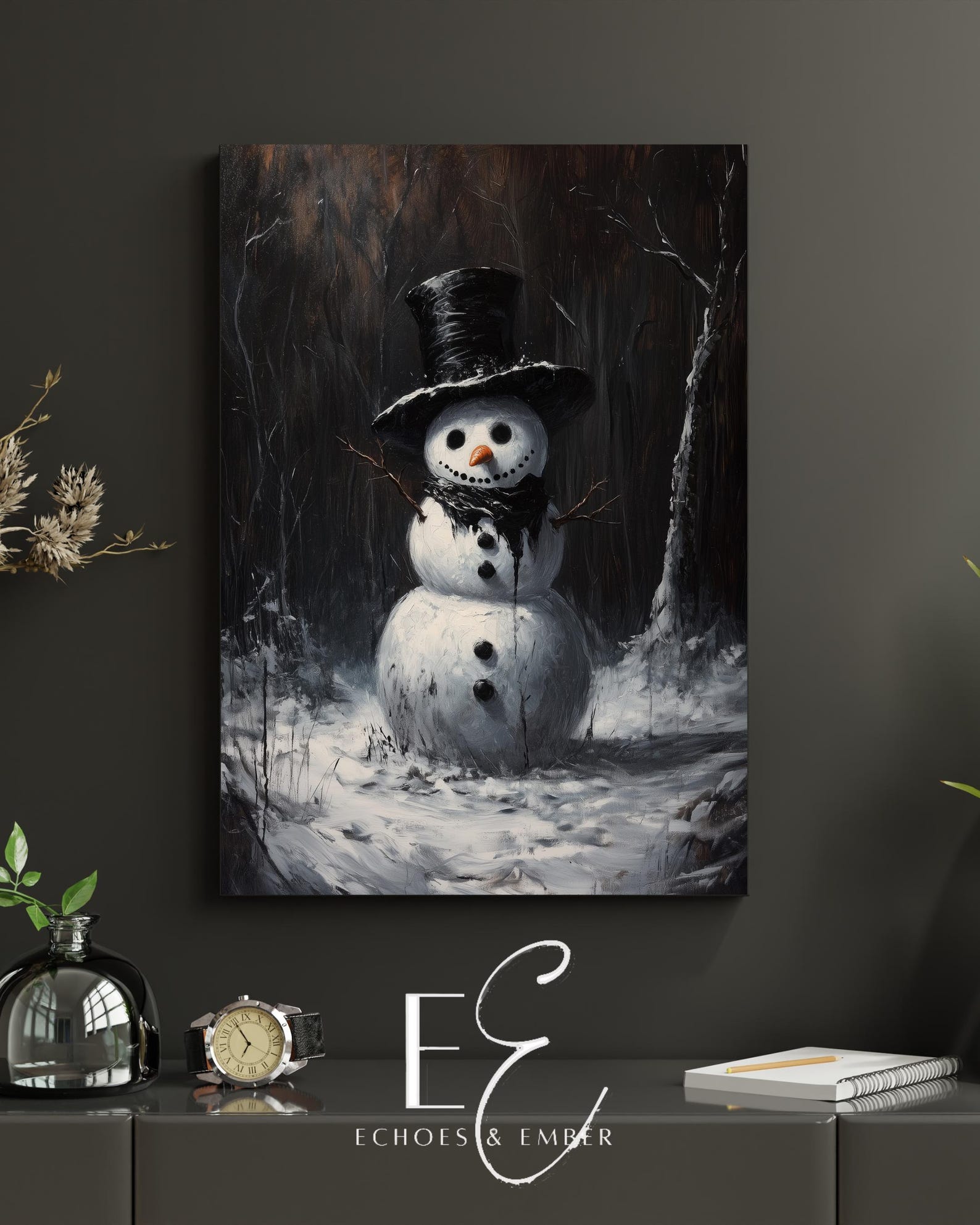 Gothic Snowman Printable Wall Art: Dark Academia Decor (digital ...